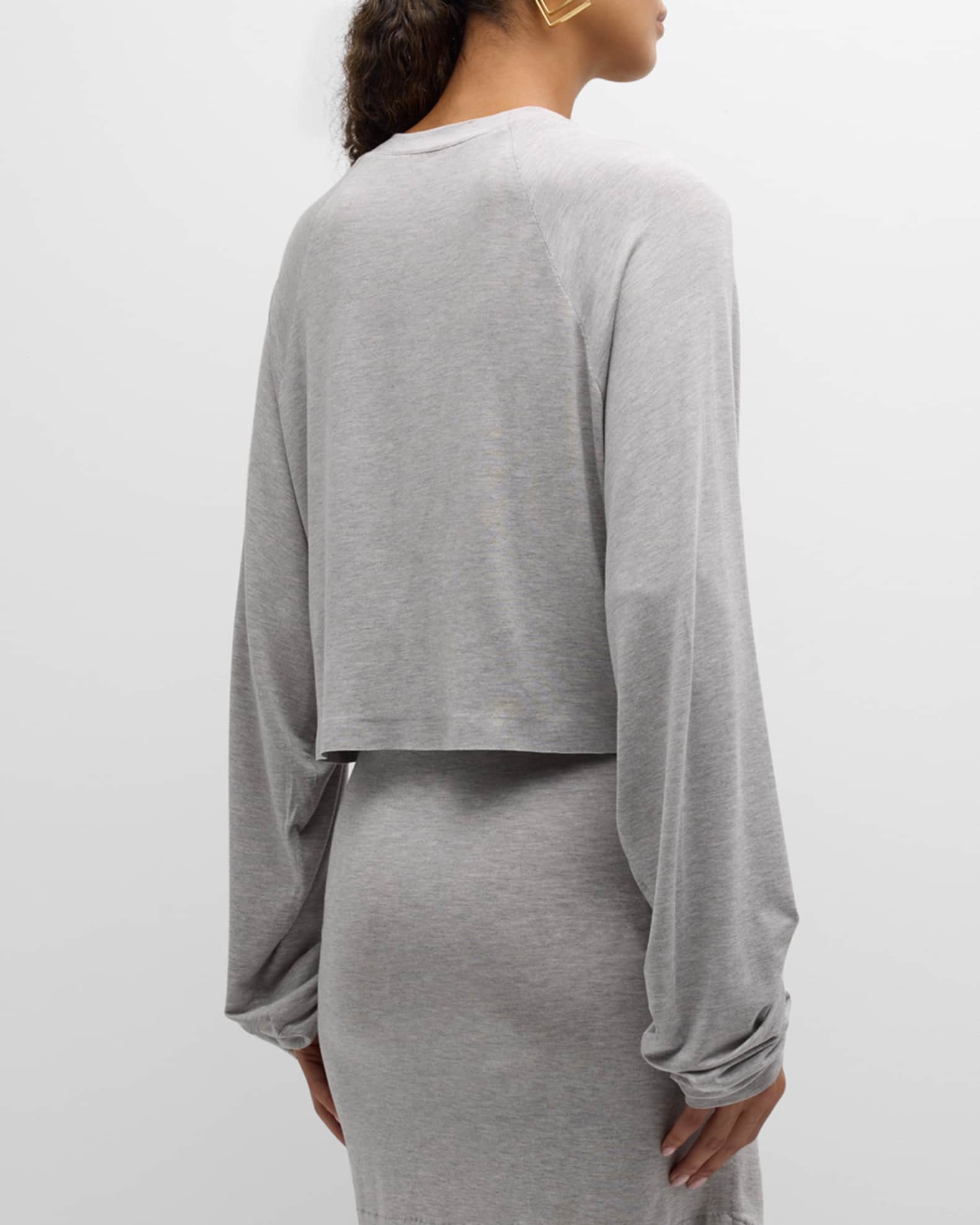 Norma Kamali Oversized Raglan Sleeve Cropped Top | Neiman Marcus