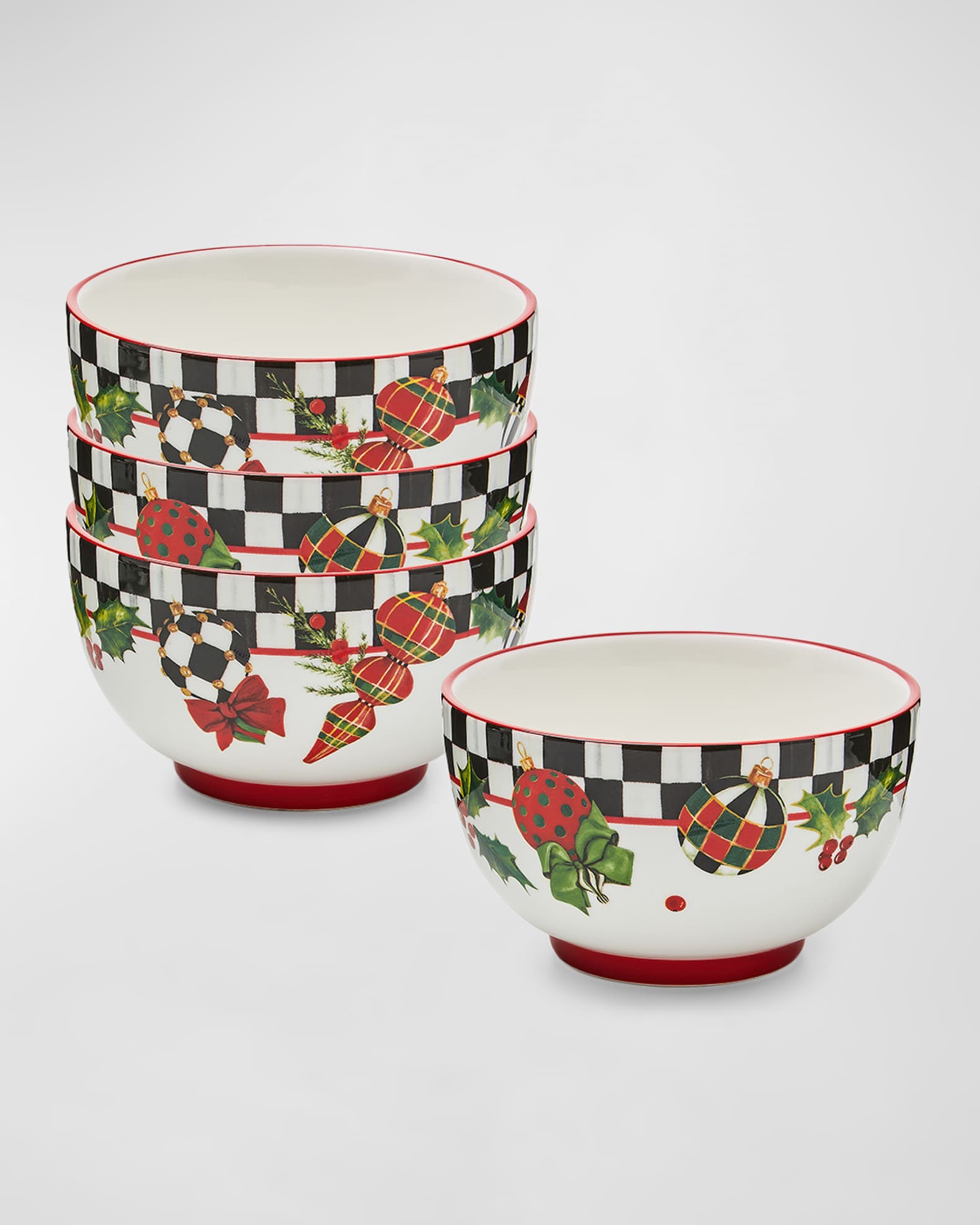 MacKenzie-Childs Deck the Halls Breakfast Bowls, Set of 4 | Neiman Marcus