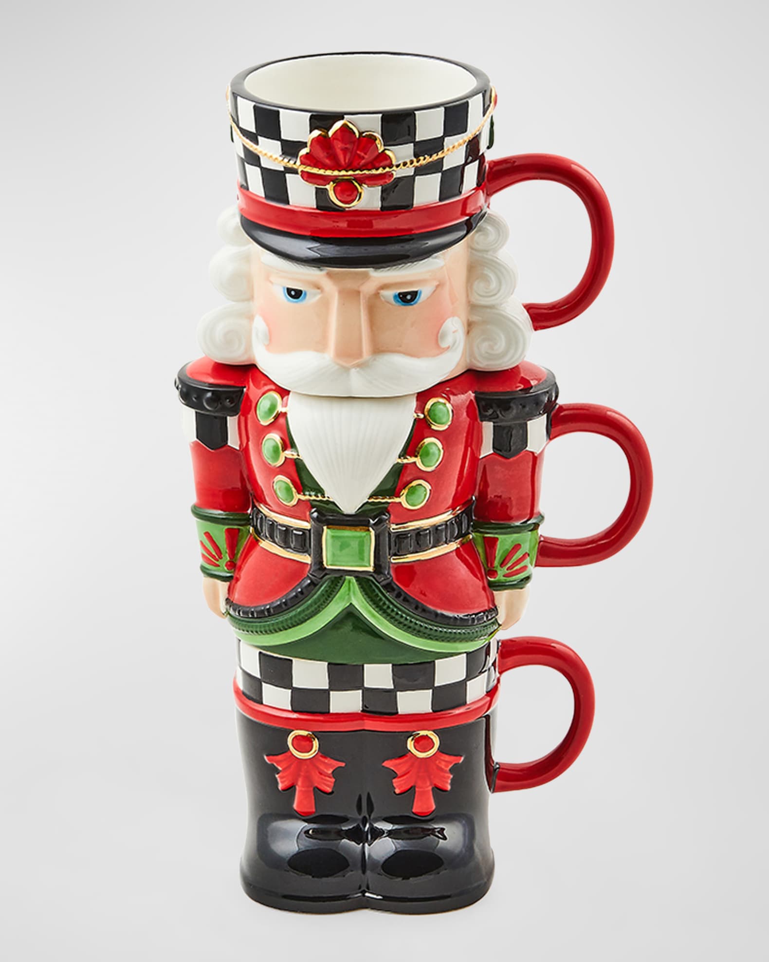 MacKenzie-Childs Classic Courtly Nutcracker Stacking Mugs, Set of 3 ...