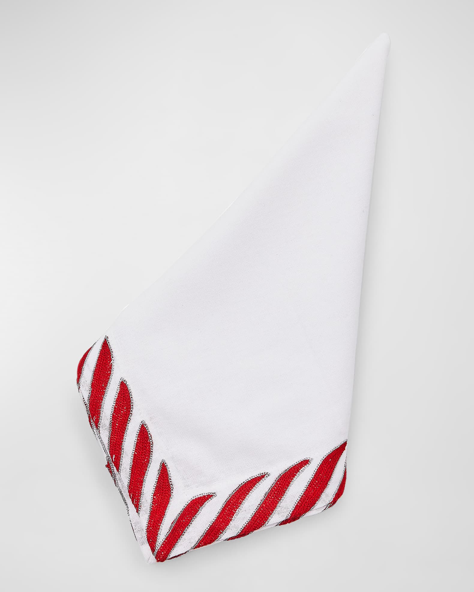 MacKenzie-Childs Peppermint White Embroidered Napkin | Neiman Marcus