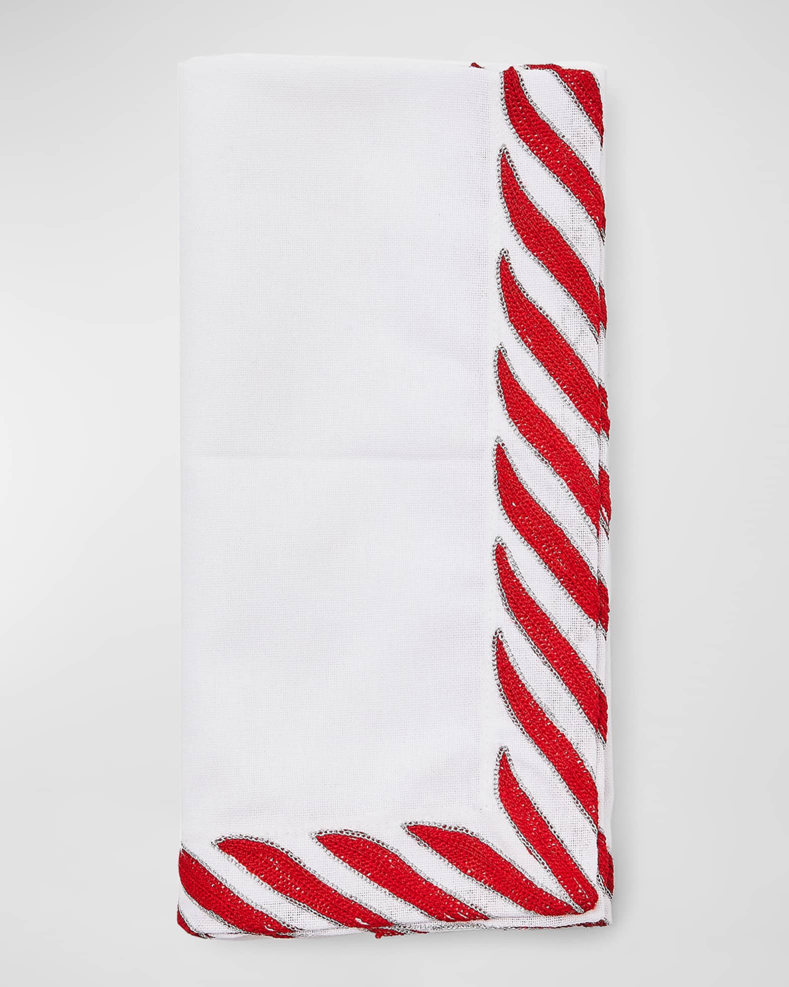 MacKenzie-Childs Peppermint White Embroidered Napkin | Neiman Marcus