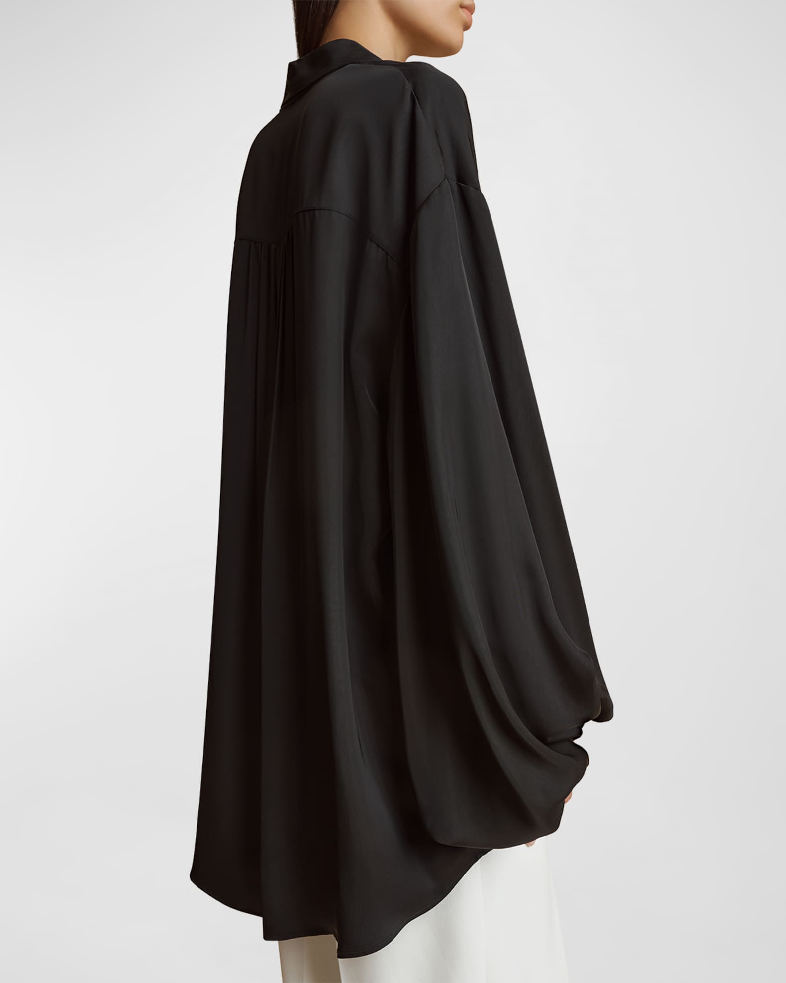 Khaite Bam Balloon-Sleeve Oversized Button-Down Top | Neiman Marcus