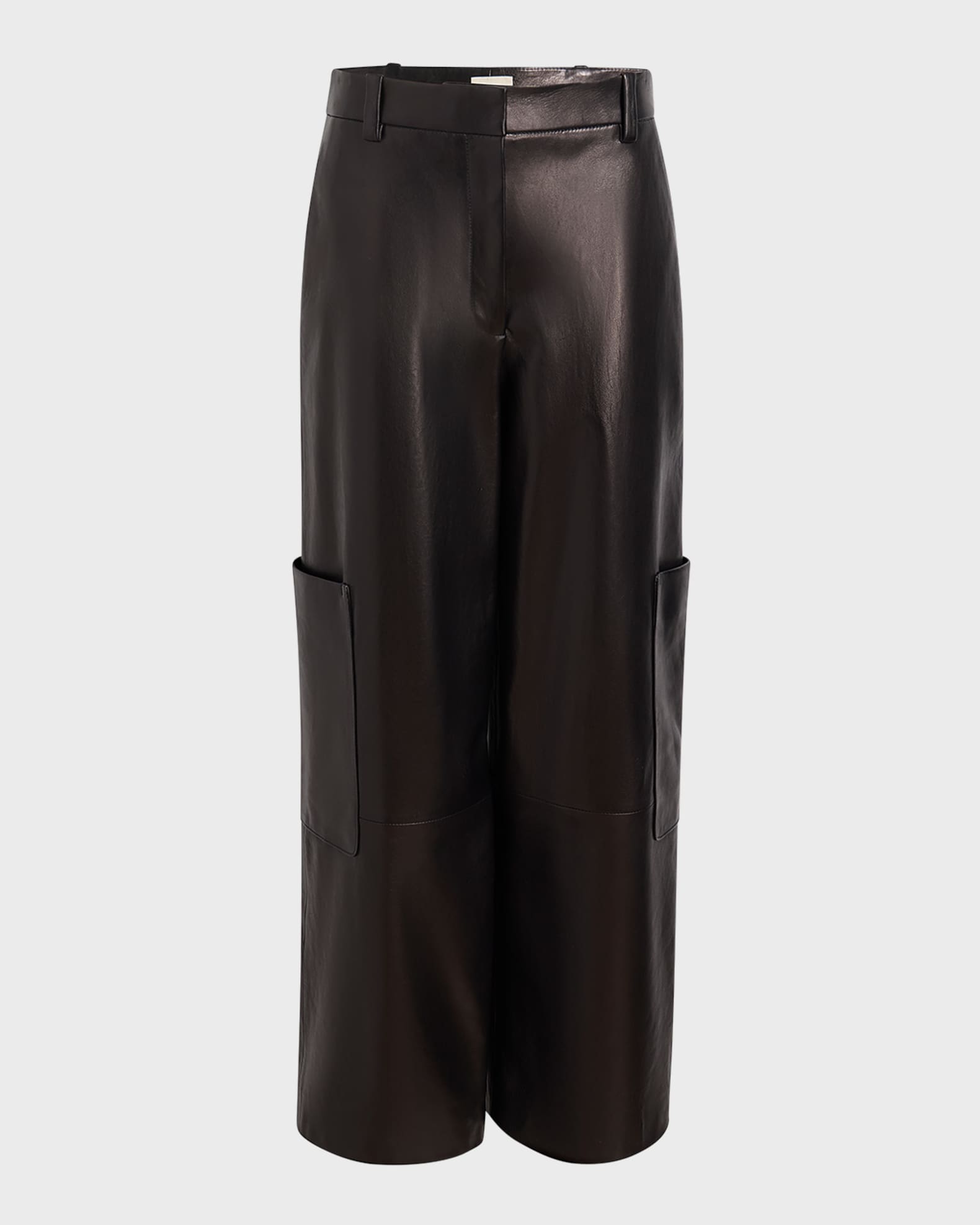 Khaite Caiton Leather Wide-Leg Cargo Pants | Neiman Marcus