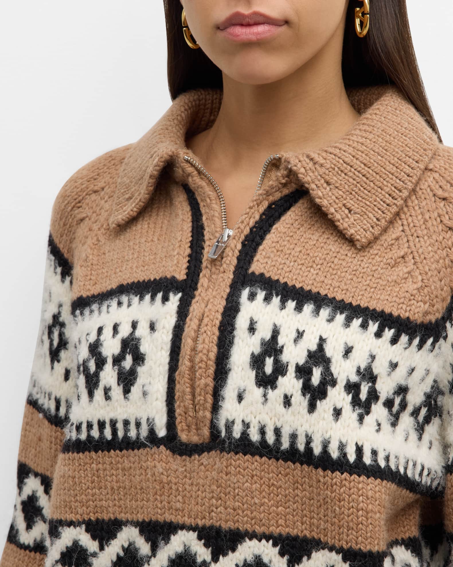 A.L.C. Carter Fair Isle Quarter-Zip Sweater | Neiman Marcus
