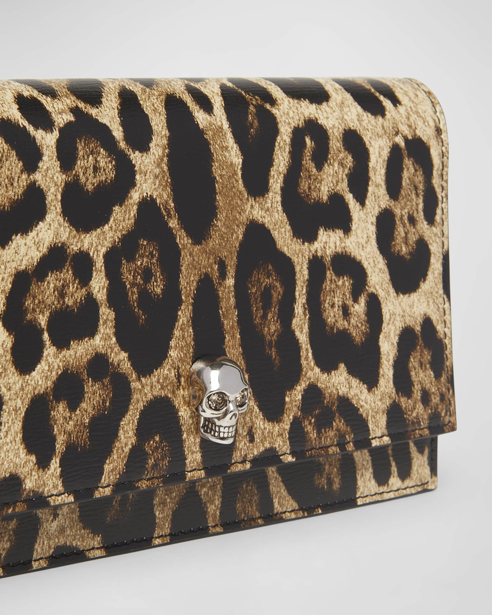 Alexander McQueen Small Skull Leopard-Print Crossbody Bag | Neiman Marcus