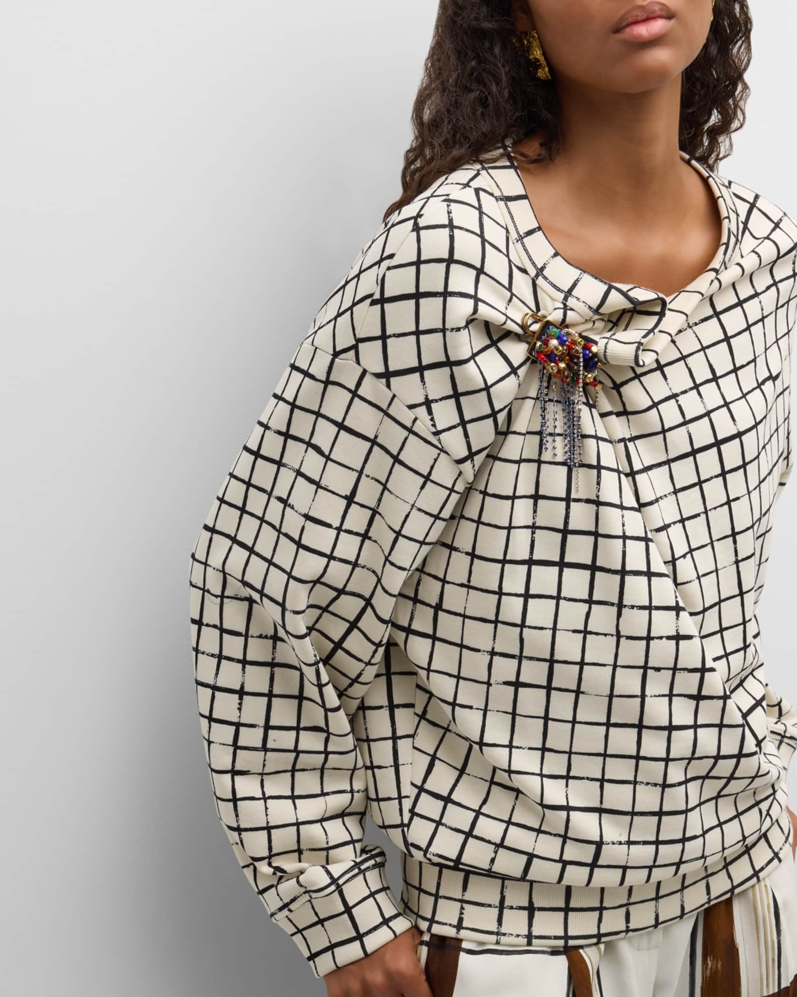 Dries Van Noten Hatties Windowpane Sweater | Neiman Marcus