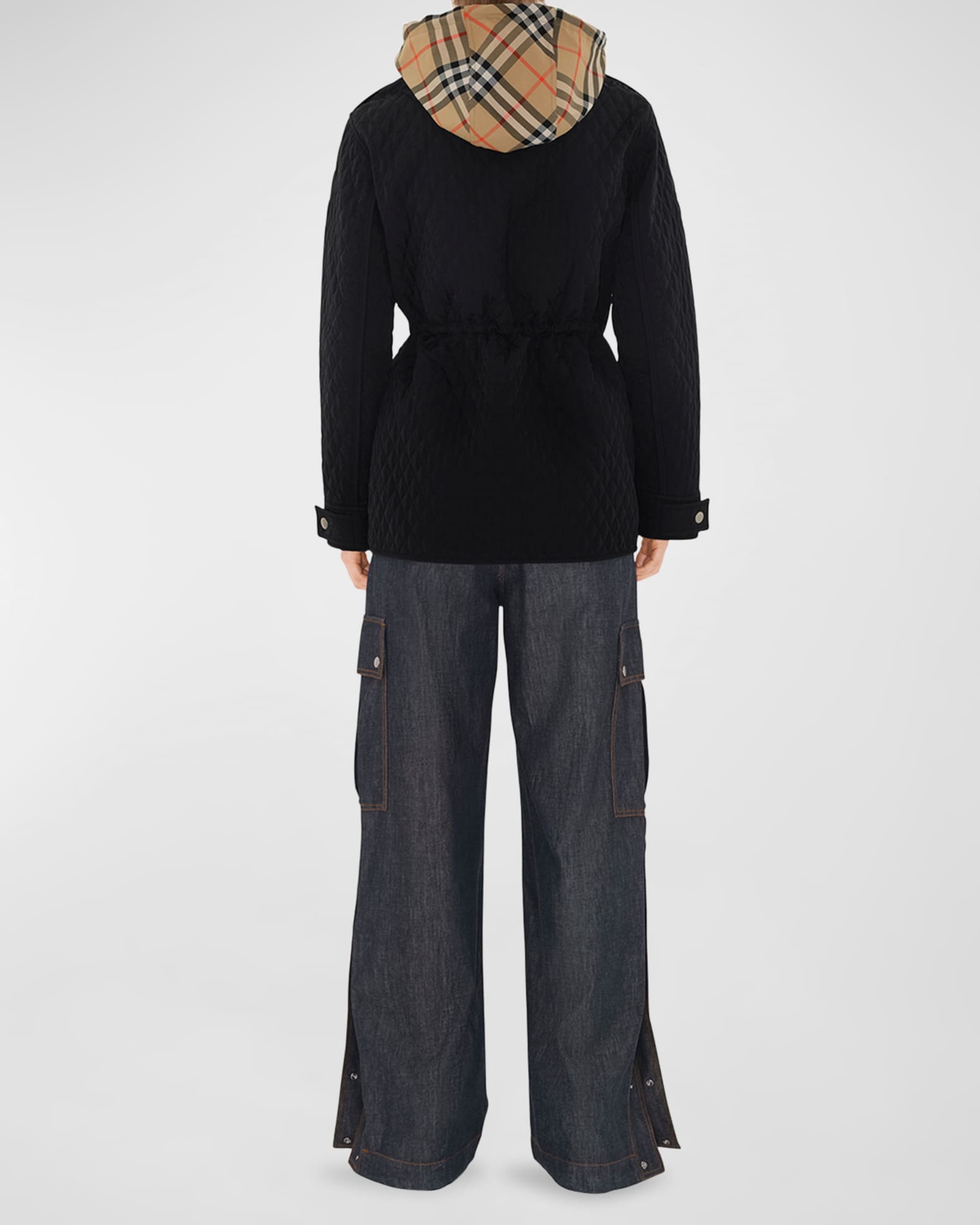 Burberry Check-Hood Short Quilted Parka Jacket | Neiman Marcus