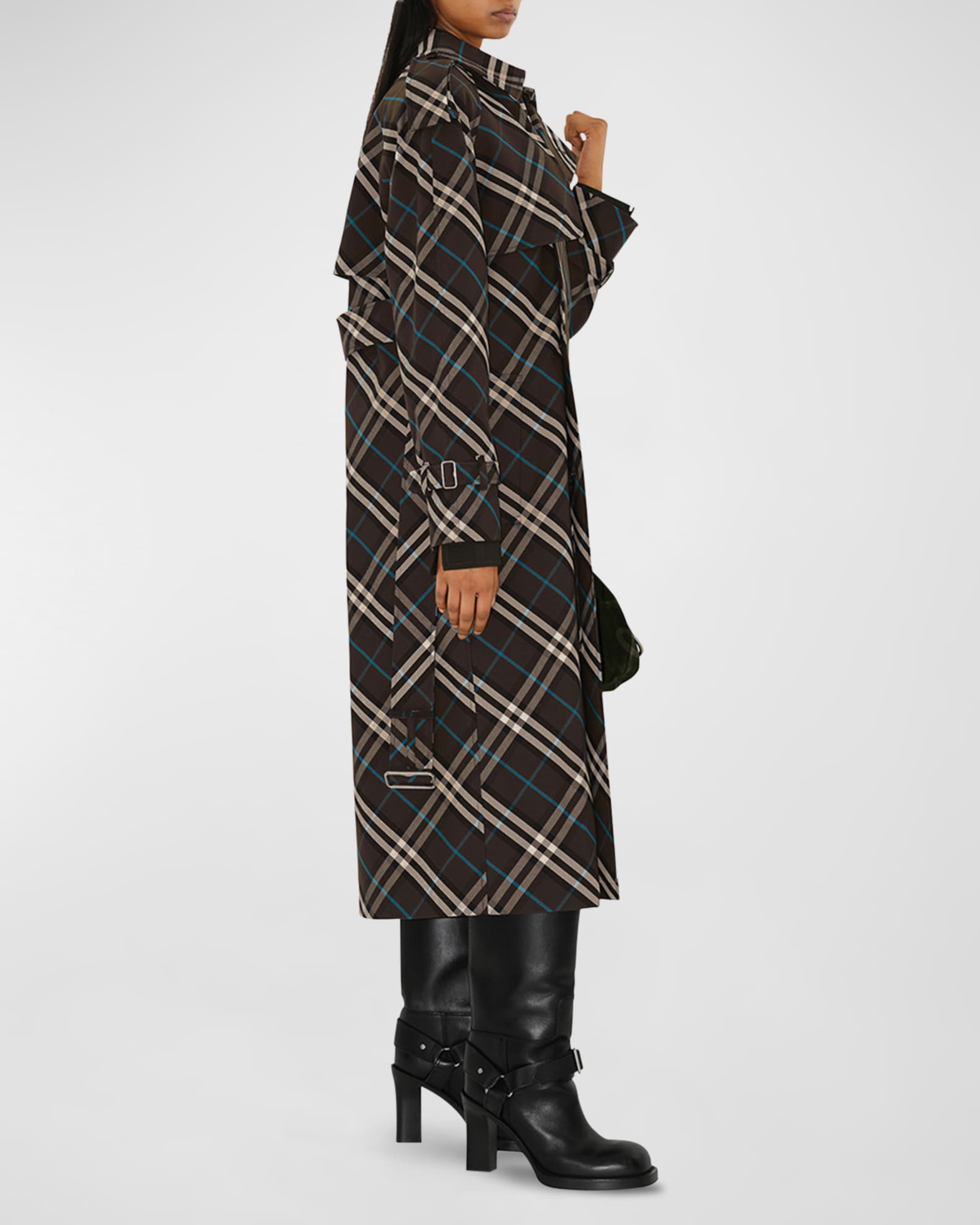 Burberry Snug Check-Print Long Trench Coat | Neiman Marcus