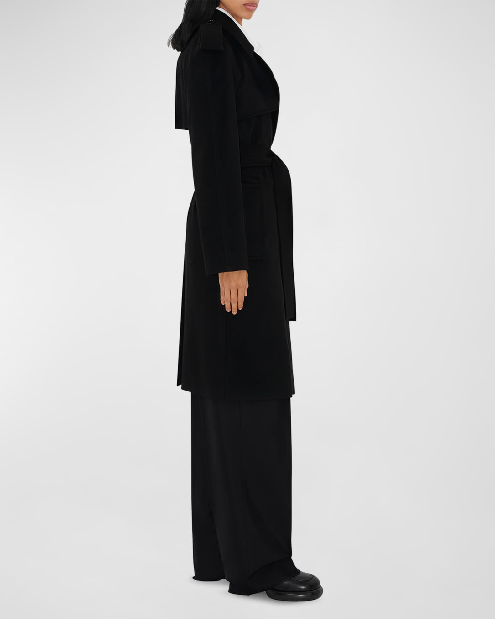 Burberry Cashmere Belted Wrap Trench Coat | Neiman Marcus