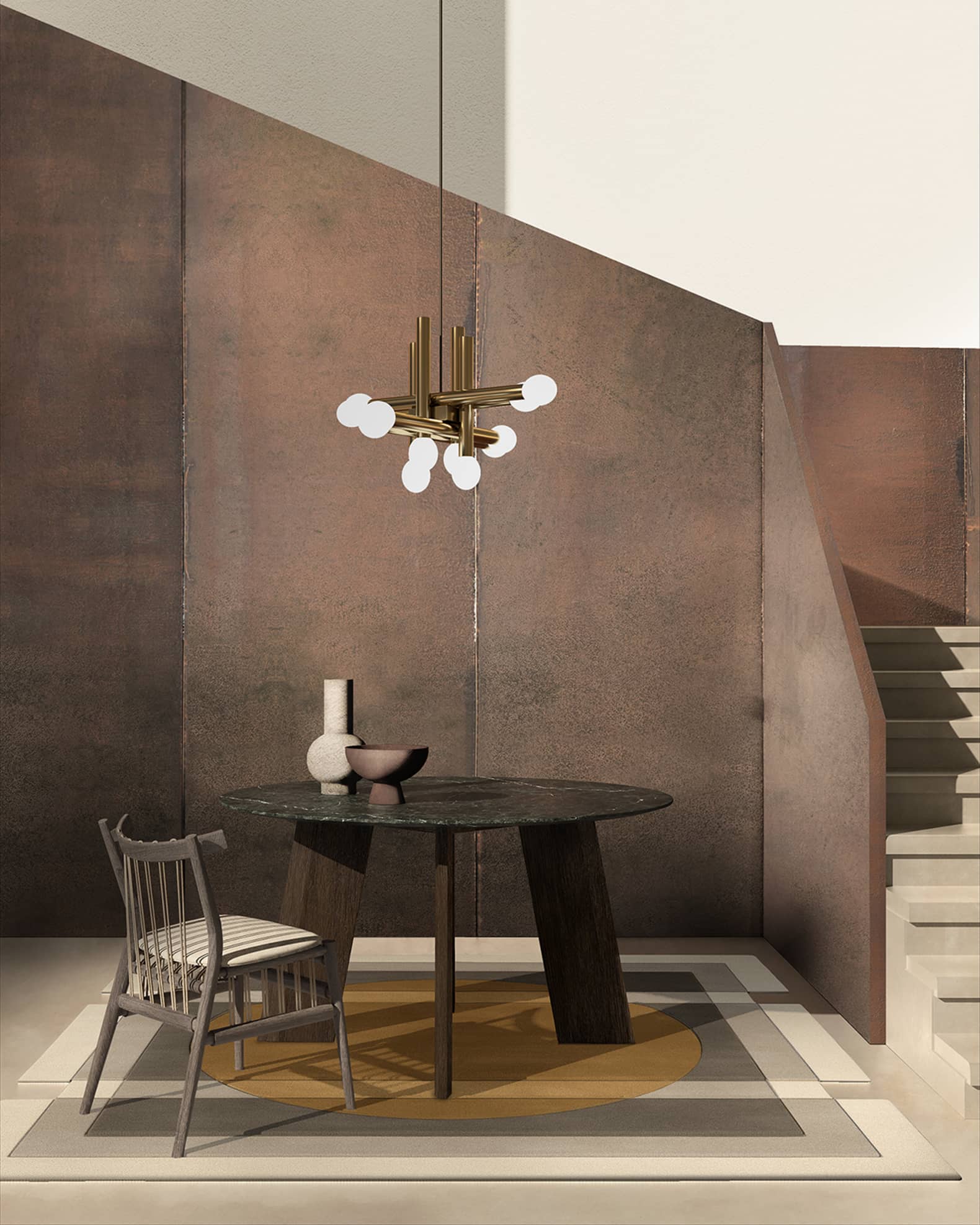 Cavalletto Home Modern Fin Round Dining Table, 59" | Neiman Marcus