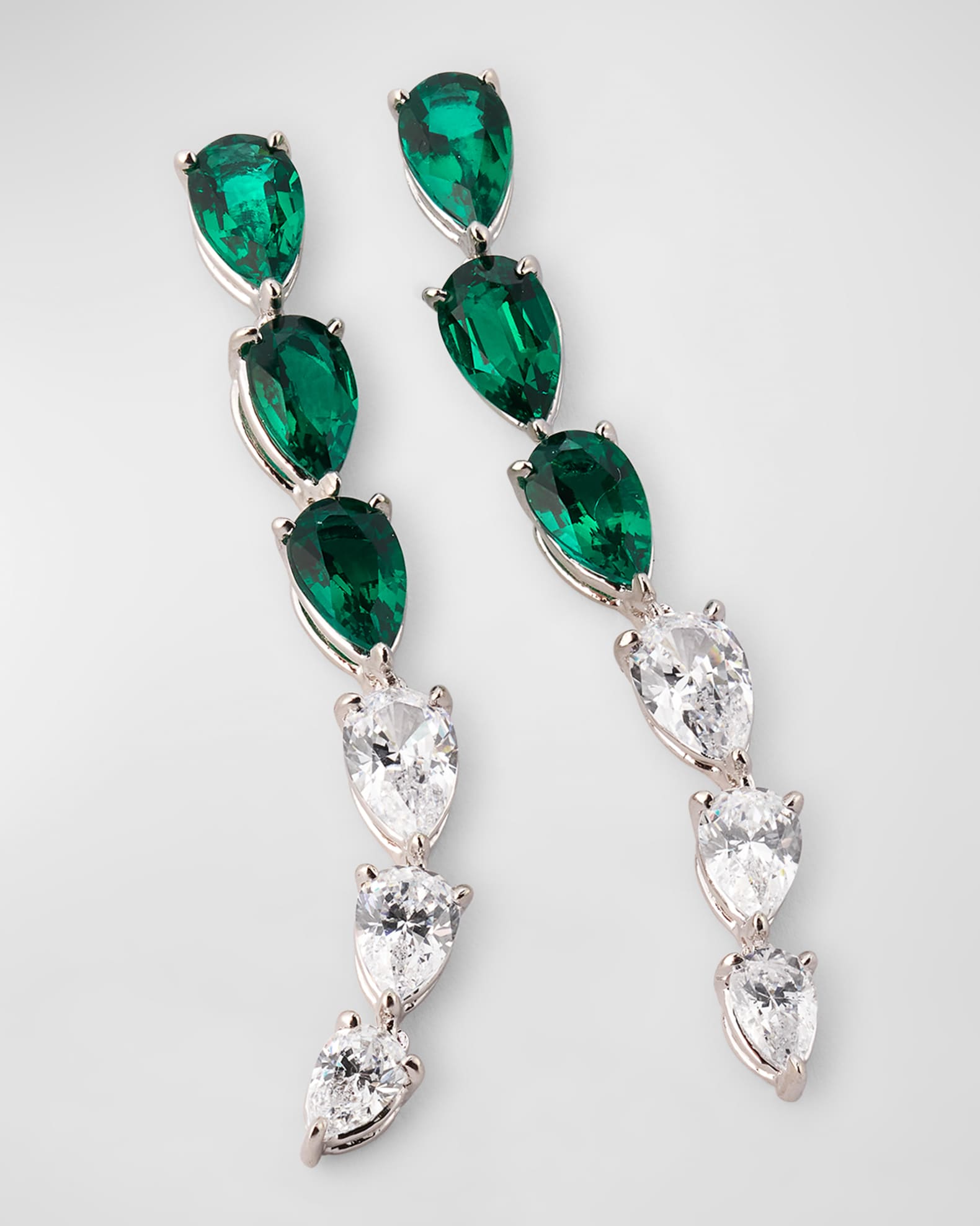 Fantasia by DeSerio Emerald and Cubic Zirconia Linear Earrings | Neiman ...