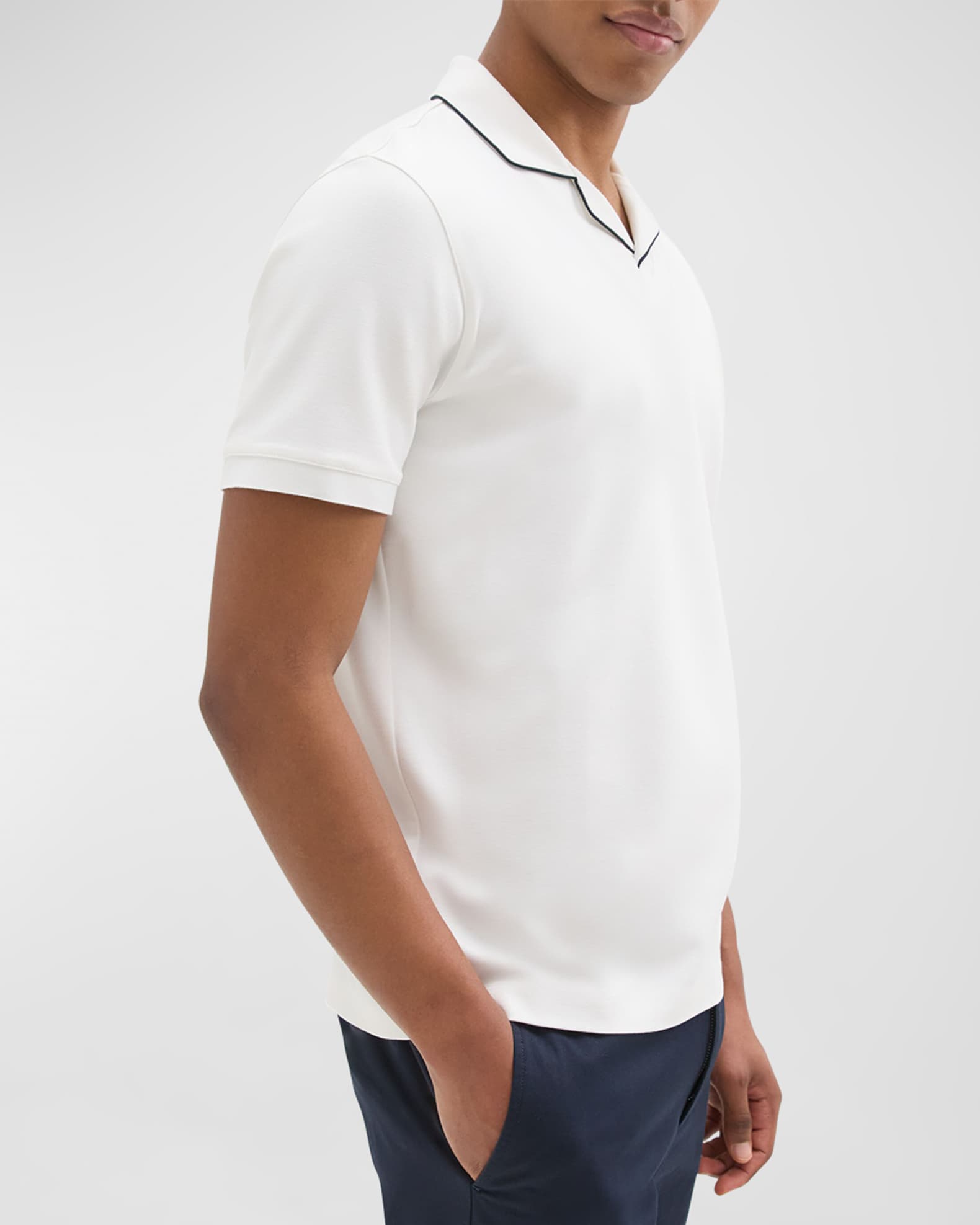 Theory Men's Piped-Collar Polo Shirt | Neiman Marcus