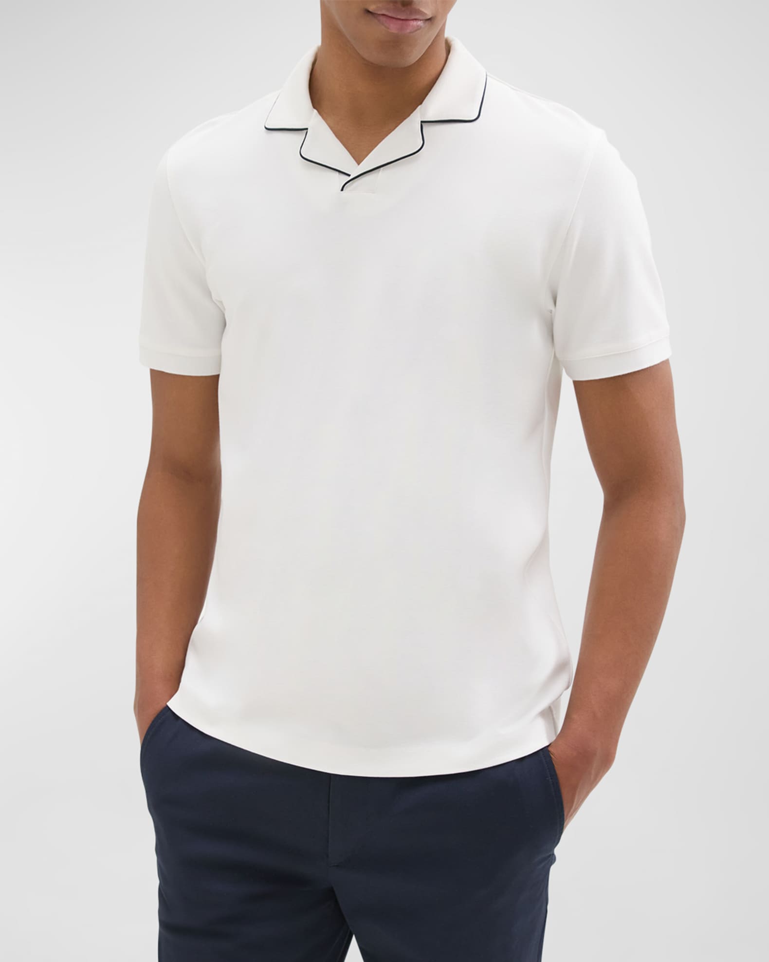 Theory Men's Piped-Collar Polo Shirt | Neiman Marcus
