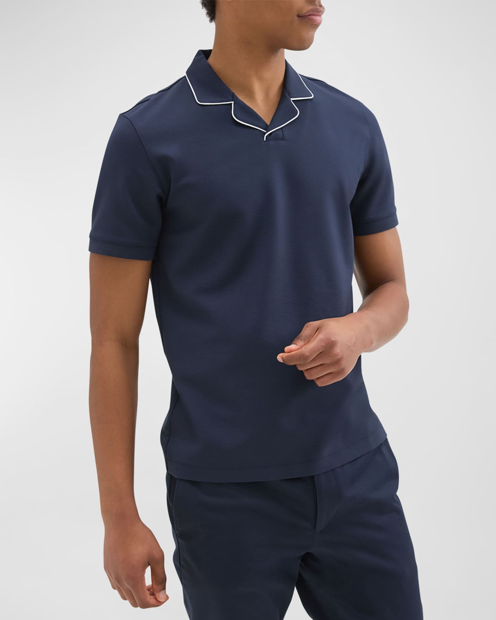 Theory Men's Piped-Collar Polo Shirt | Neiman Marcus