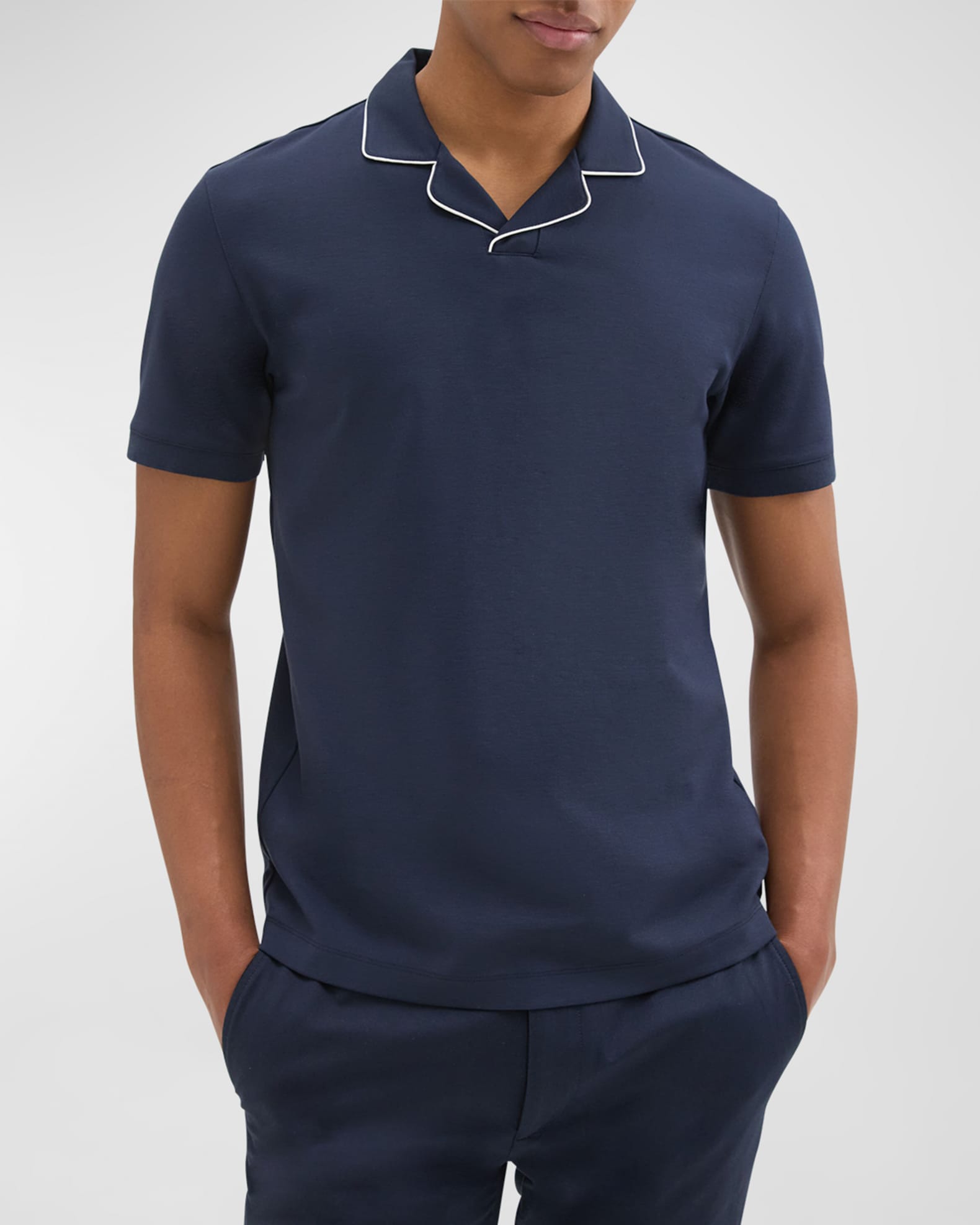Theory Men's Piped-Collar Polo Shirt | Neiman Marcus
