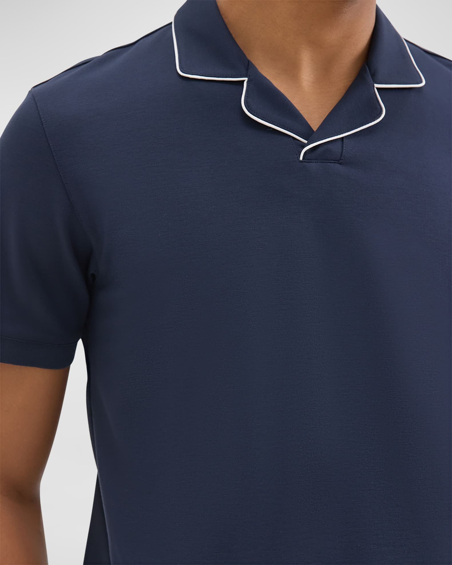 Theory Men's Piped-Collar Polo Shirt | Neiman Marcus
