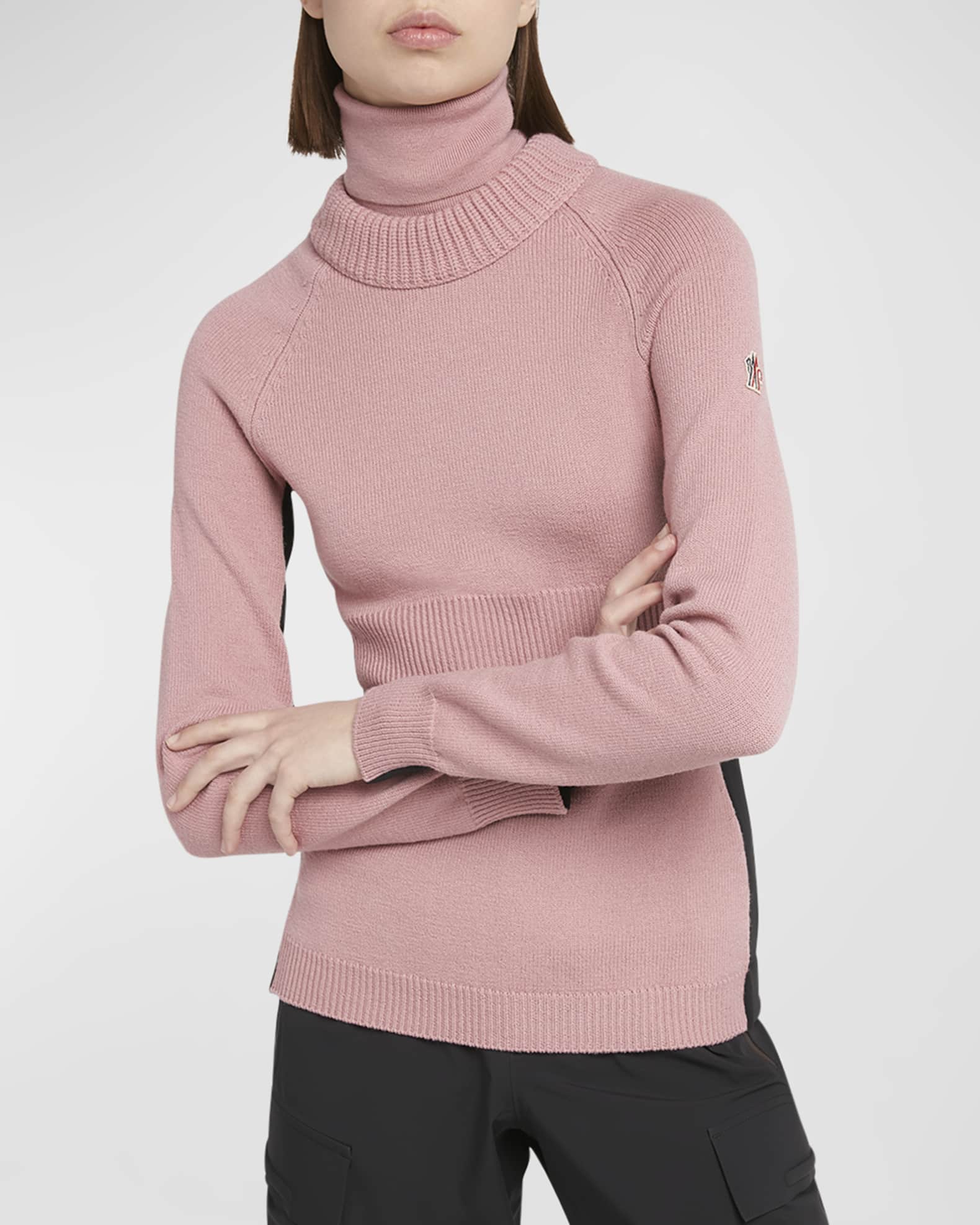 Moncler Grenoble Wool and Fleece Turtleneck Sweater | Neiman Marcus