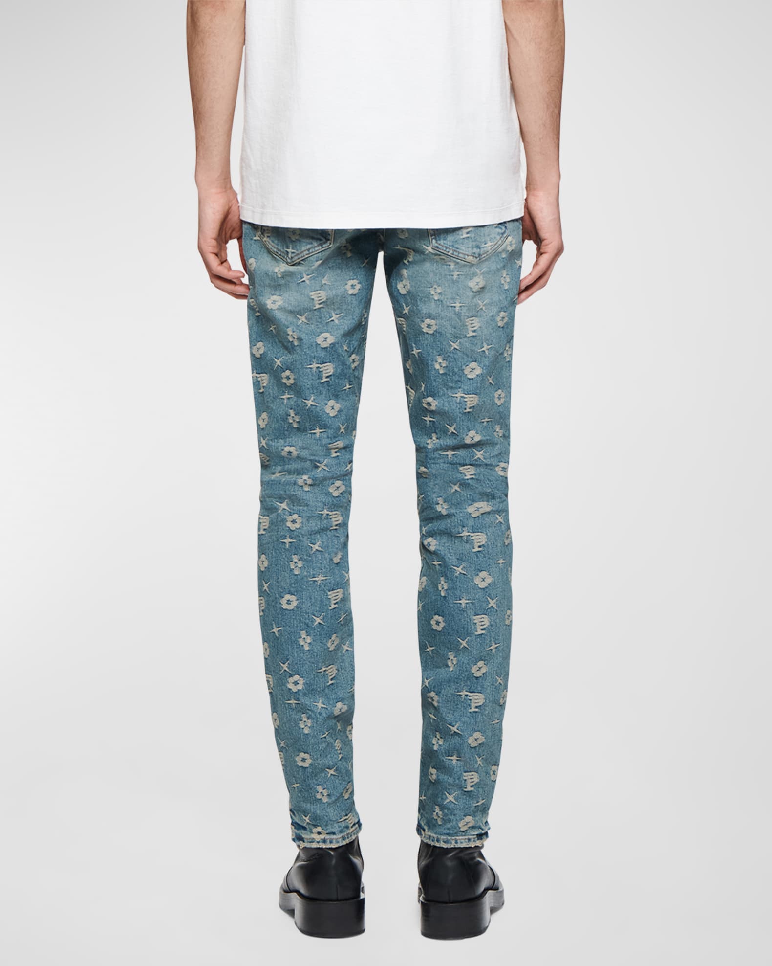 PURPLE Men's Monogram Jacquard Jeans | Neiman Marcus