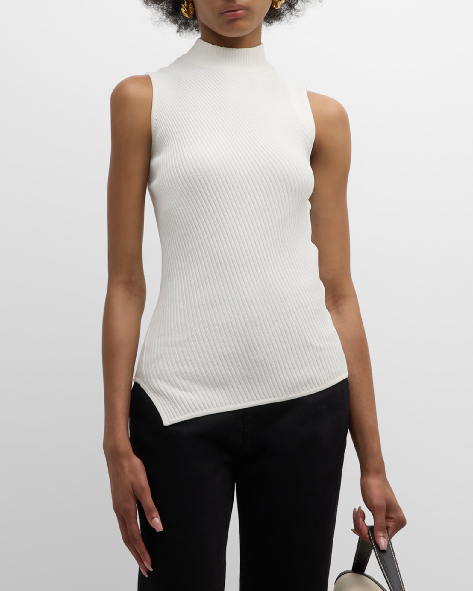 Toteme Asymmetric Ribbed Knit Top | Neiman Marcus
