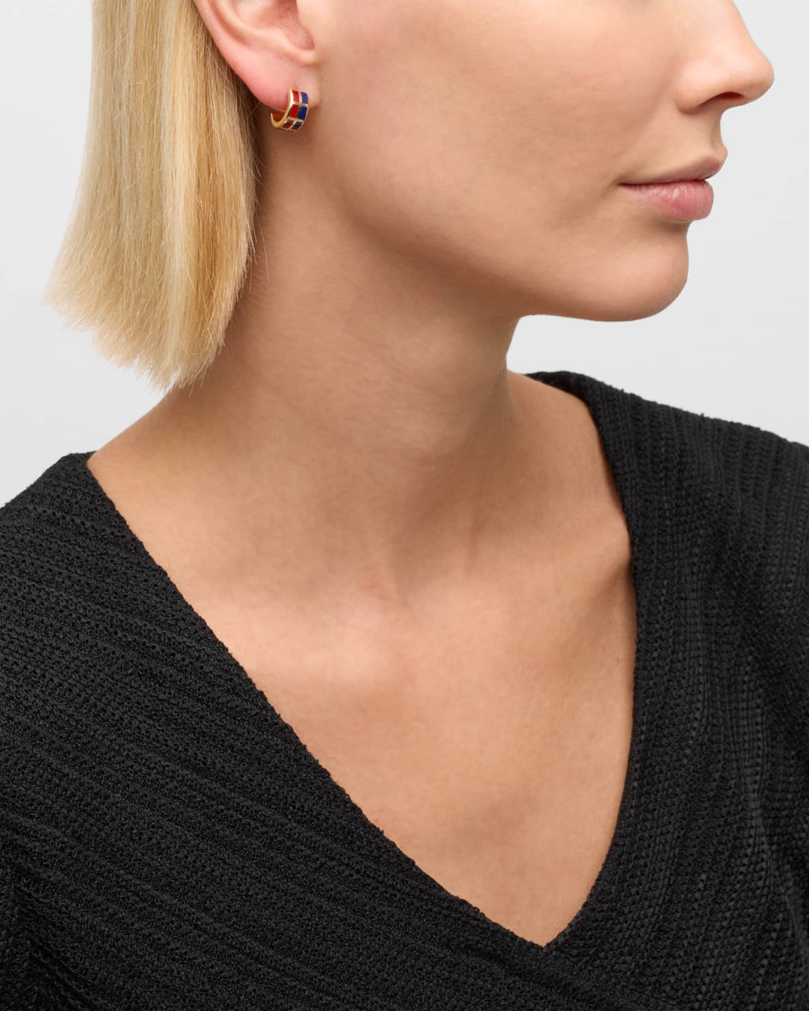Jan Leslie Dash Rectangle Gemstone Huggie Earrings | Neiman Marcus
