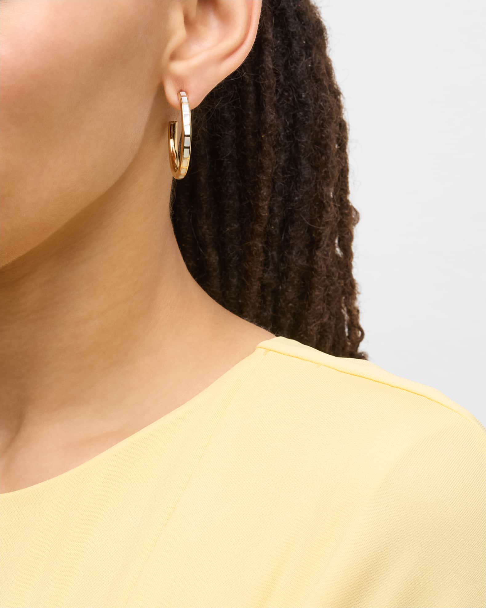 Jan Leslie Dash Rectangle Gemstone Hoop Earrings | Neiman Marcus