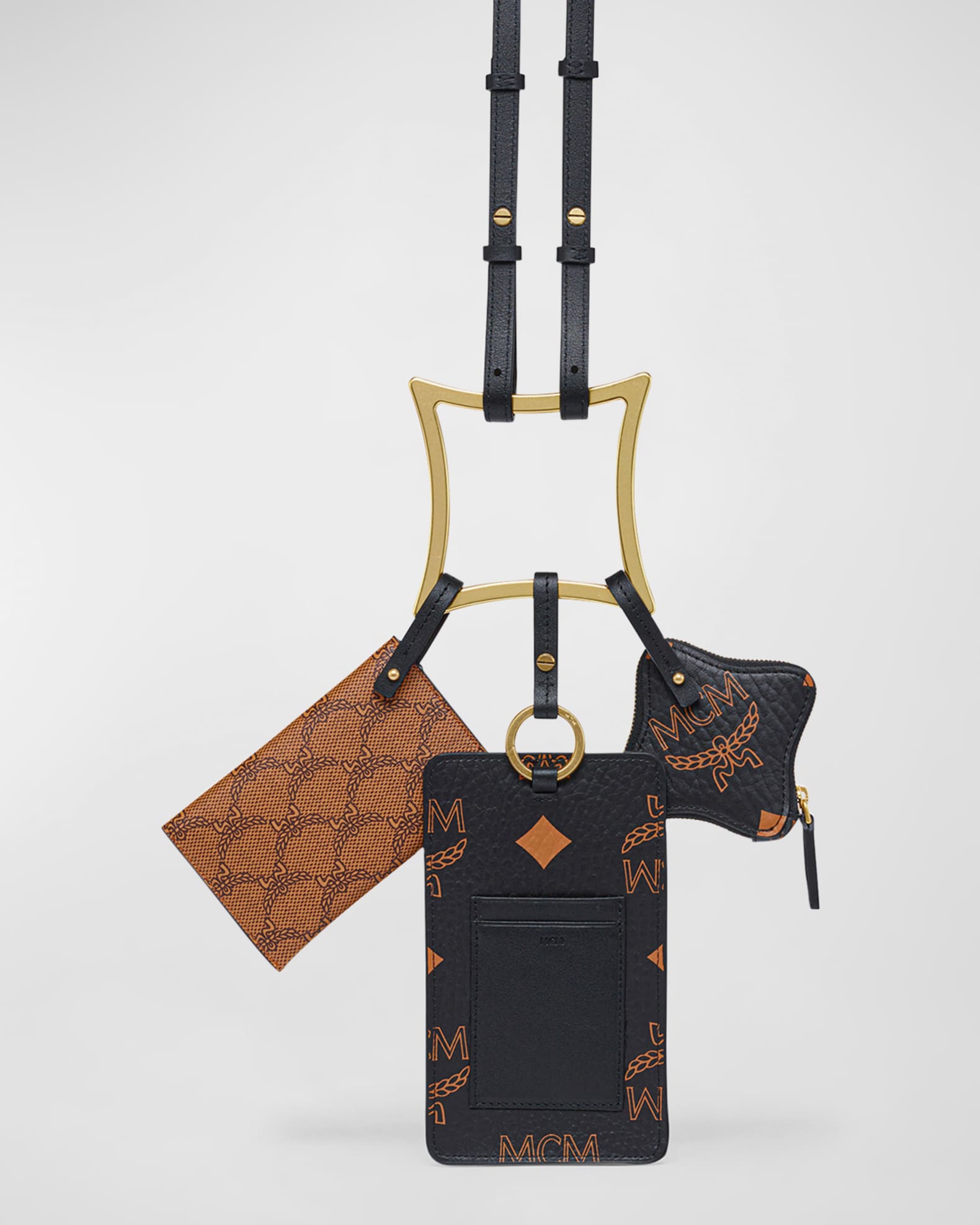 MCM Diamond Mix Monogram Flat Pouches | Neiman Marcus