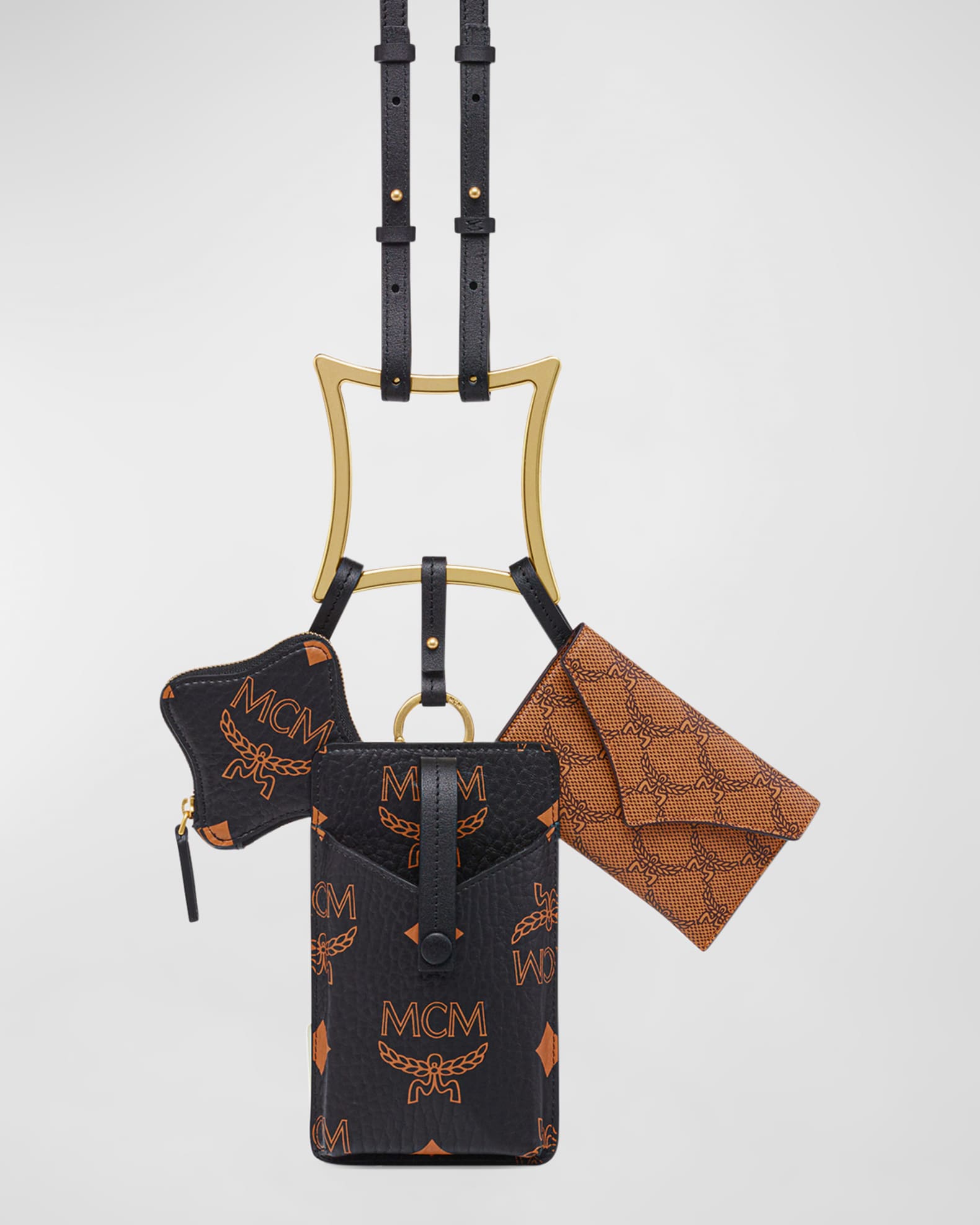 MCM Diamond Mix Monogram Flat Pouches | Neiman Marcus
