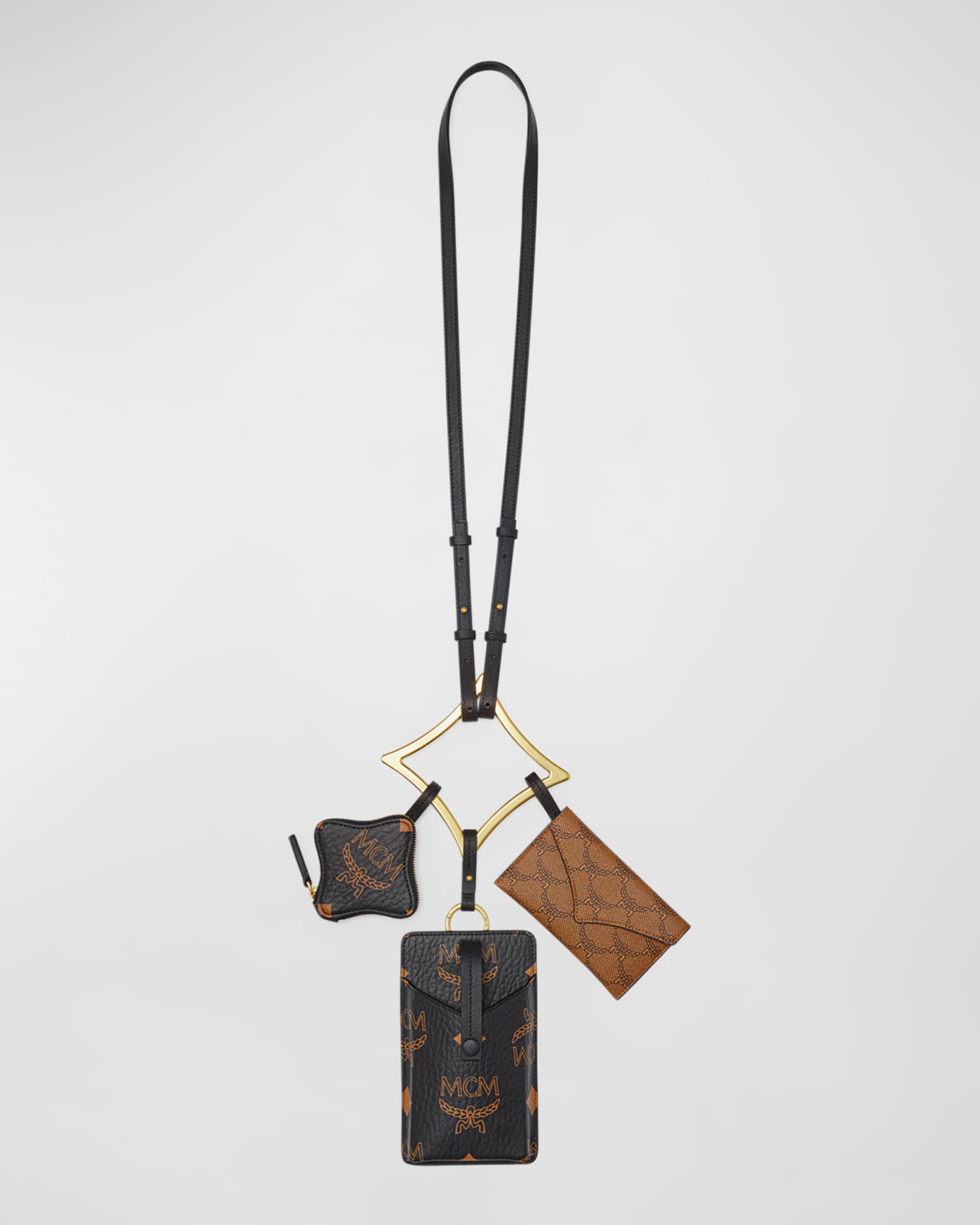 MCM Diamond Mix Monogram Flat Pouches | Neiman Marcus