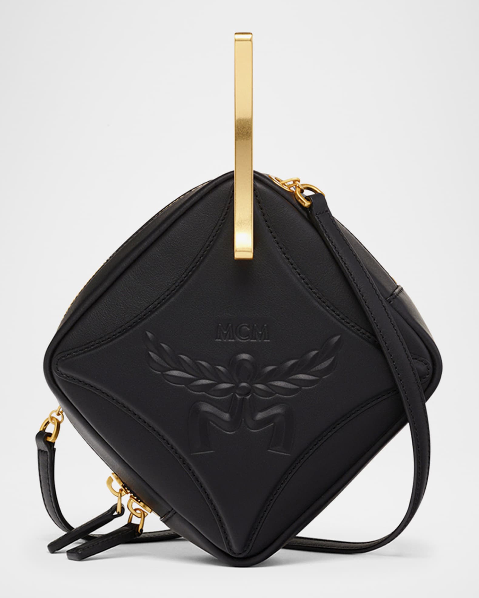 MCM Mini Diamond Leather Metal Top-Handle Bag | Neiman Marcus