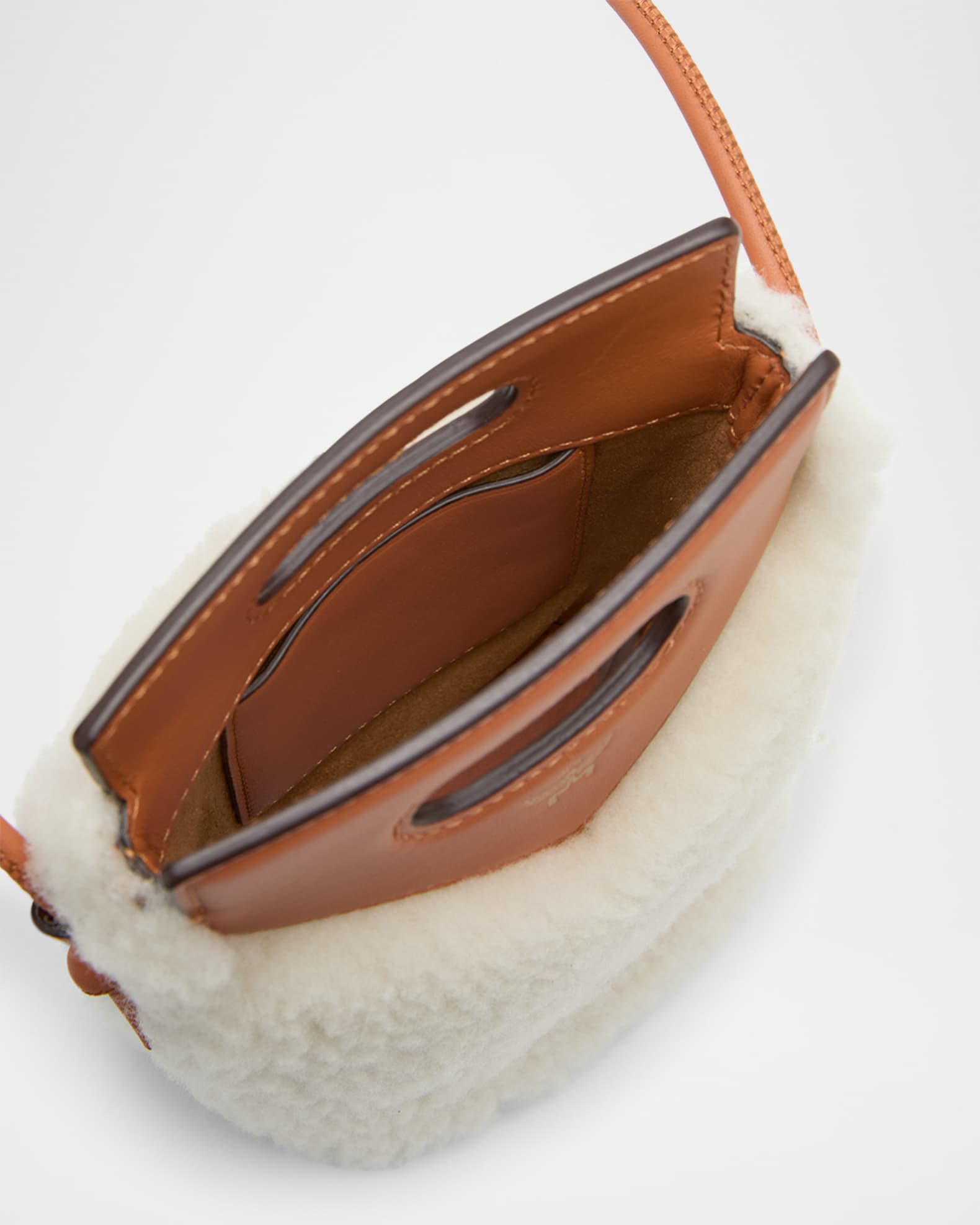 MCM Flat Lamb Shearling Fur Pouch Shoulder Bag | Neiman Marcus