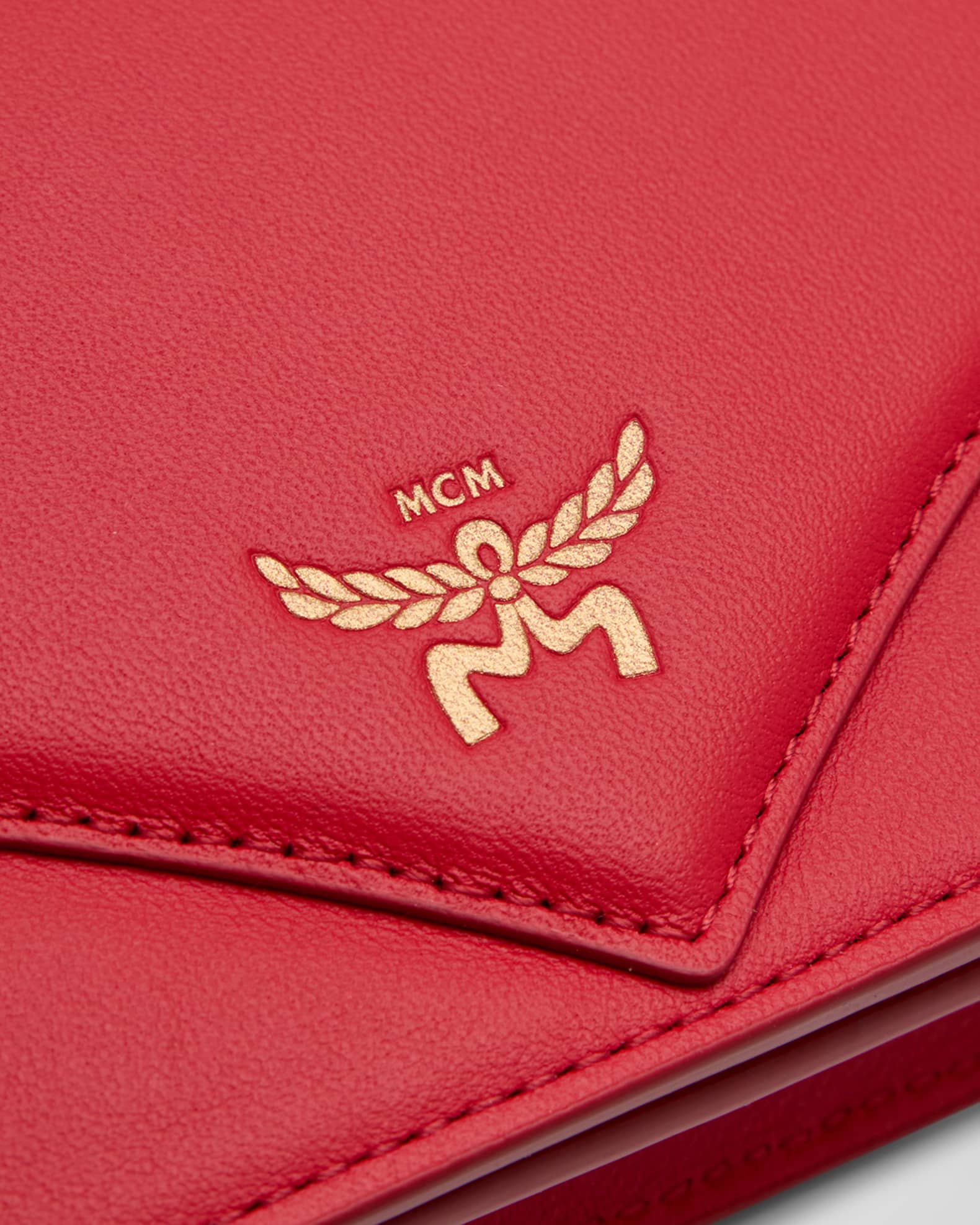 MCM Diamond Leather Wallet on Chain | Neiman Marcus