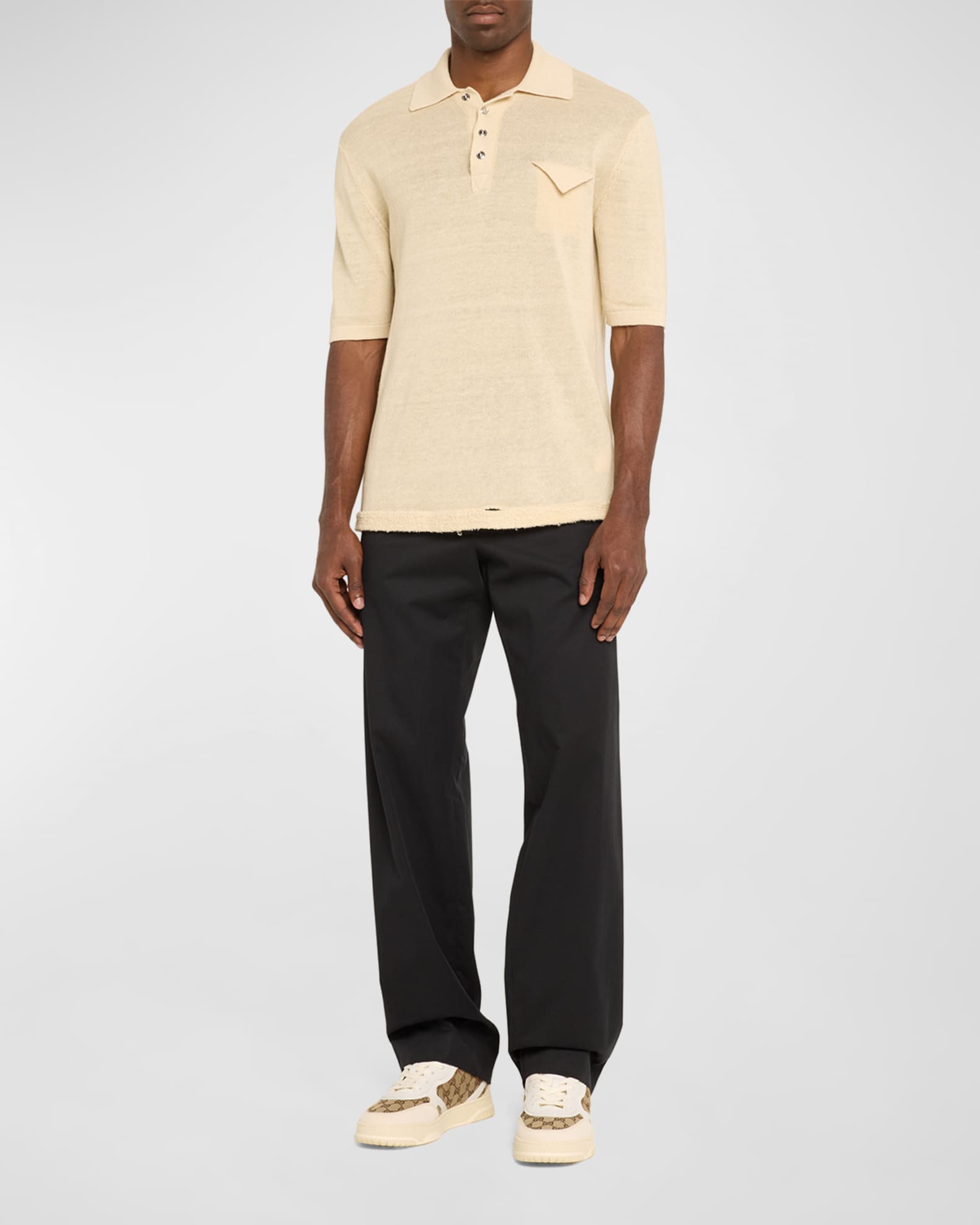 Gucci Men's Re-Web GG Supreme Canvas and Leather Sneakers | Neiman Marcus