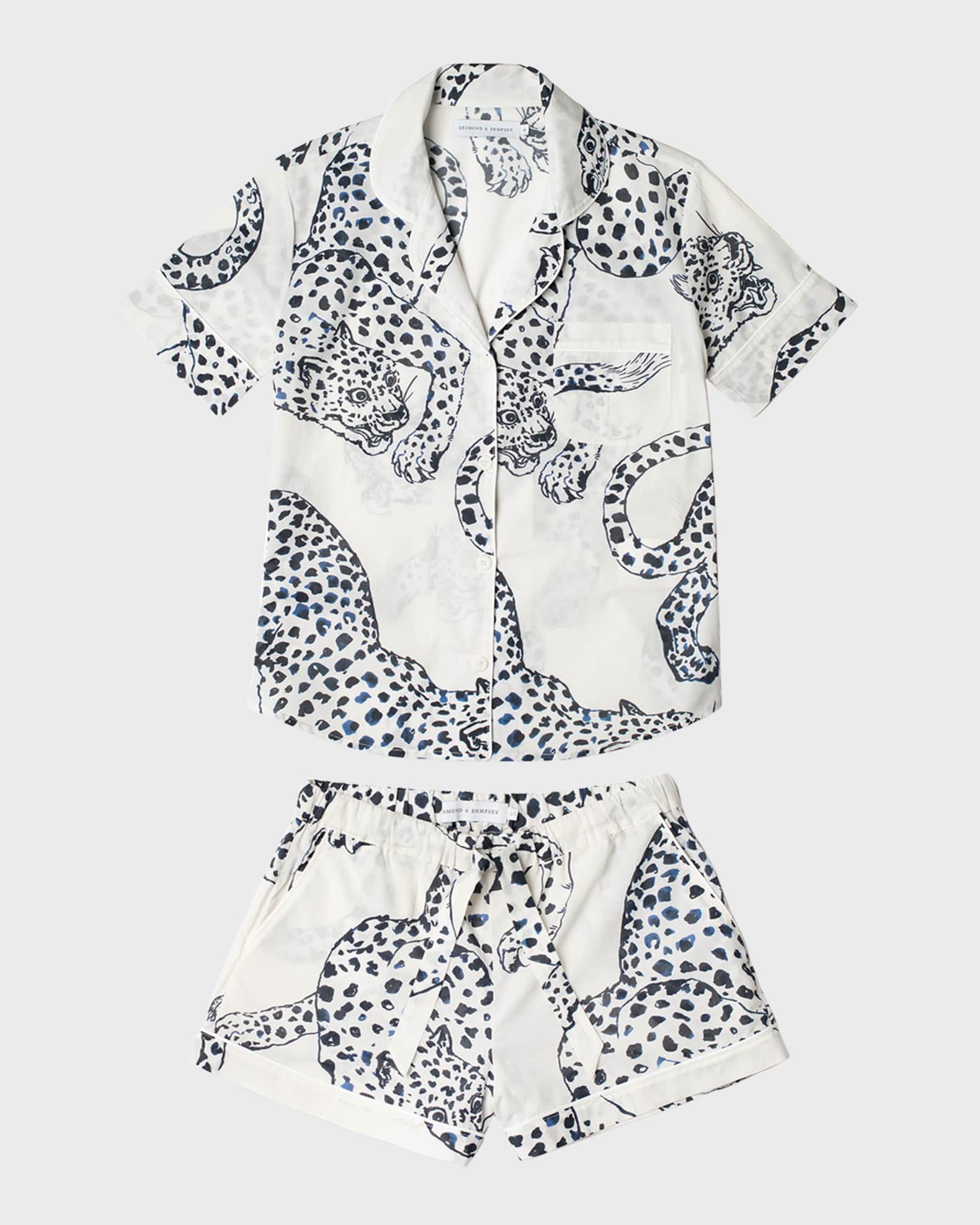 Desmond & Dempsey Animal-Print Cotton Shorty Pajama Set | Neiman Marcus