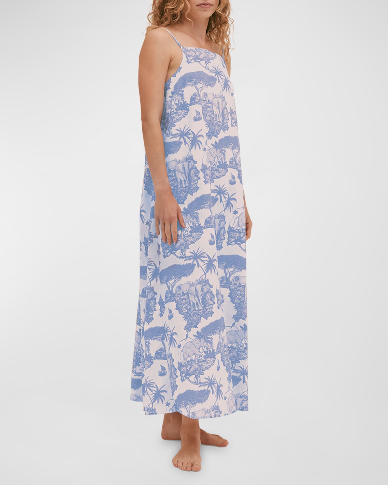 Desmond & Dempsey Voile-Print Cotton Nightie | Neiman Marcus