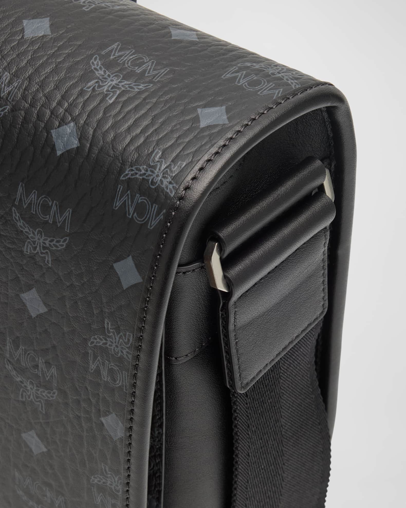 MCM Men's Aren Visetos Monogram Canvas Messenger Bag | Neiman Marcus