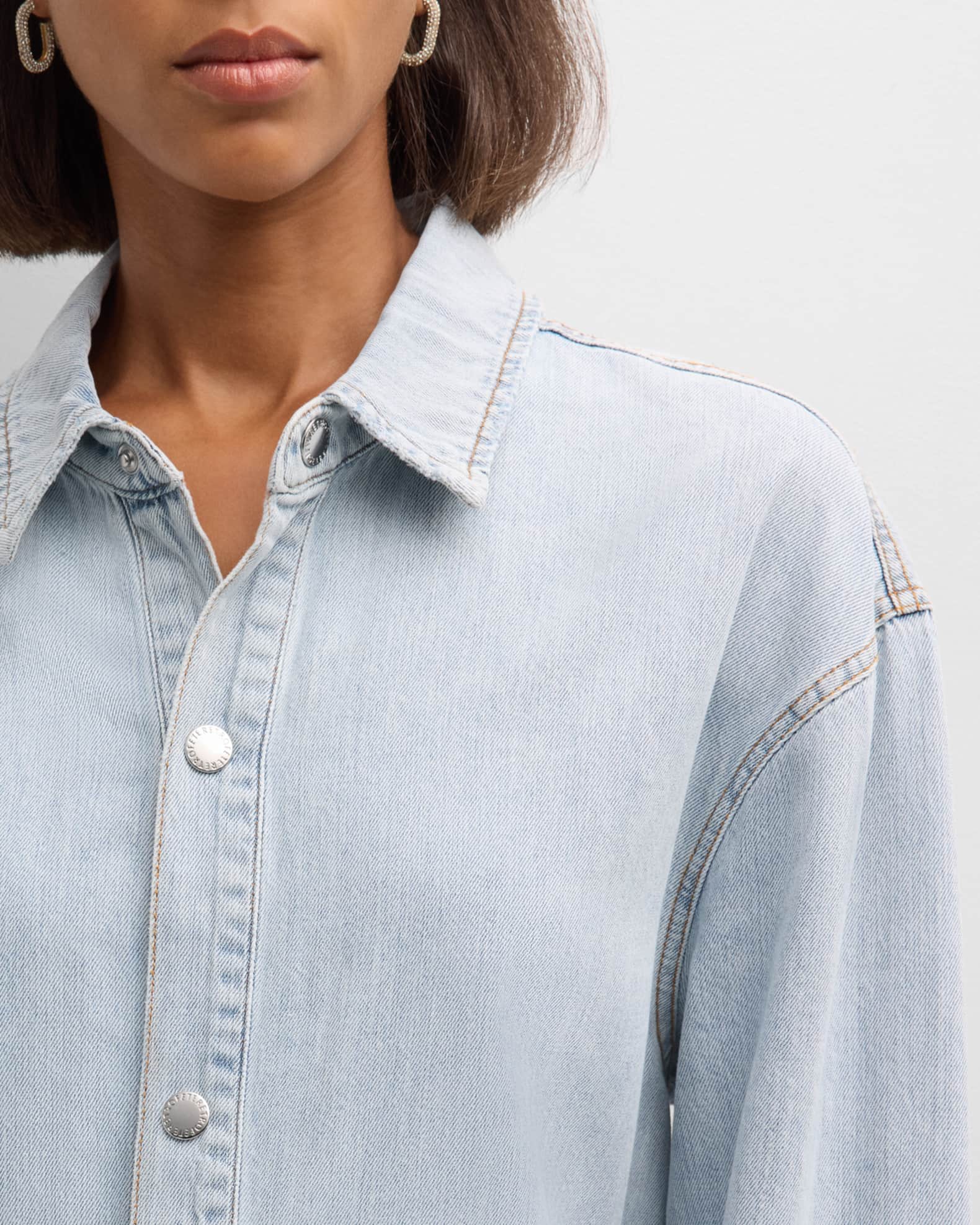 Retrofete Russo Wide-Leg Long-Sleeve Denim Jumpsuit | Neiman Marcus