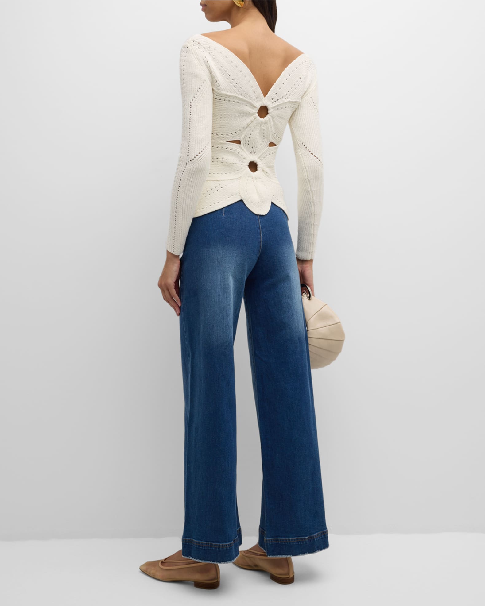 Cult Gaia Sydney Belted Grommet Wide-Leg Denim Pants | Neiman Marcus