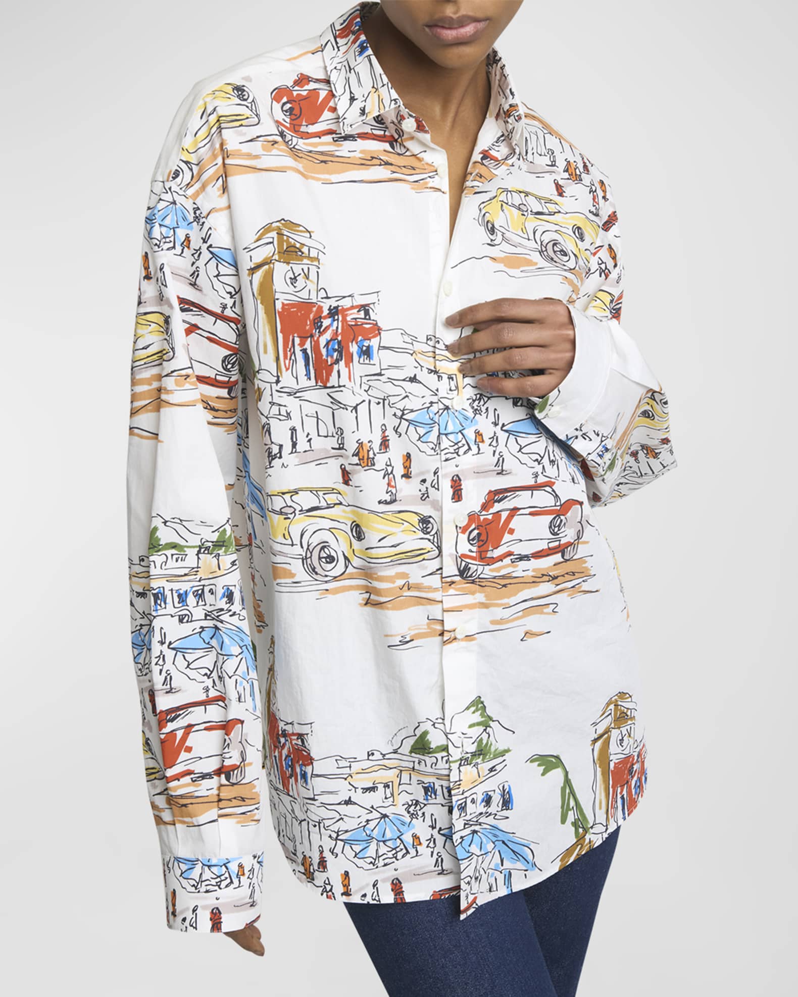 Jacquemus Simon Printed Button Down Blouse | Neiman Marcus