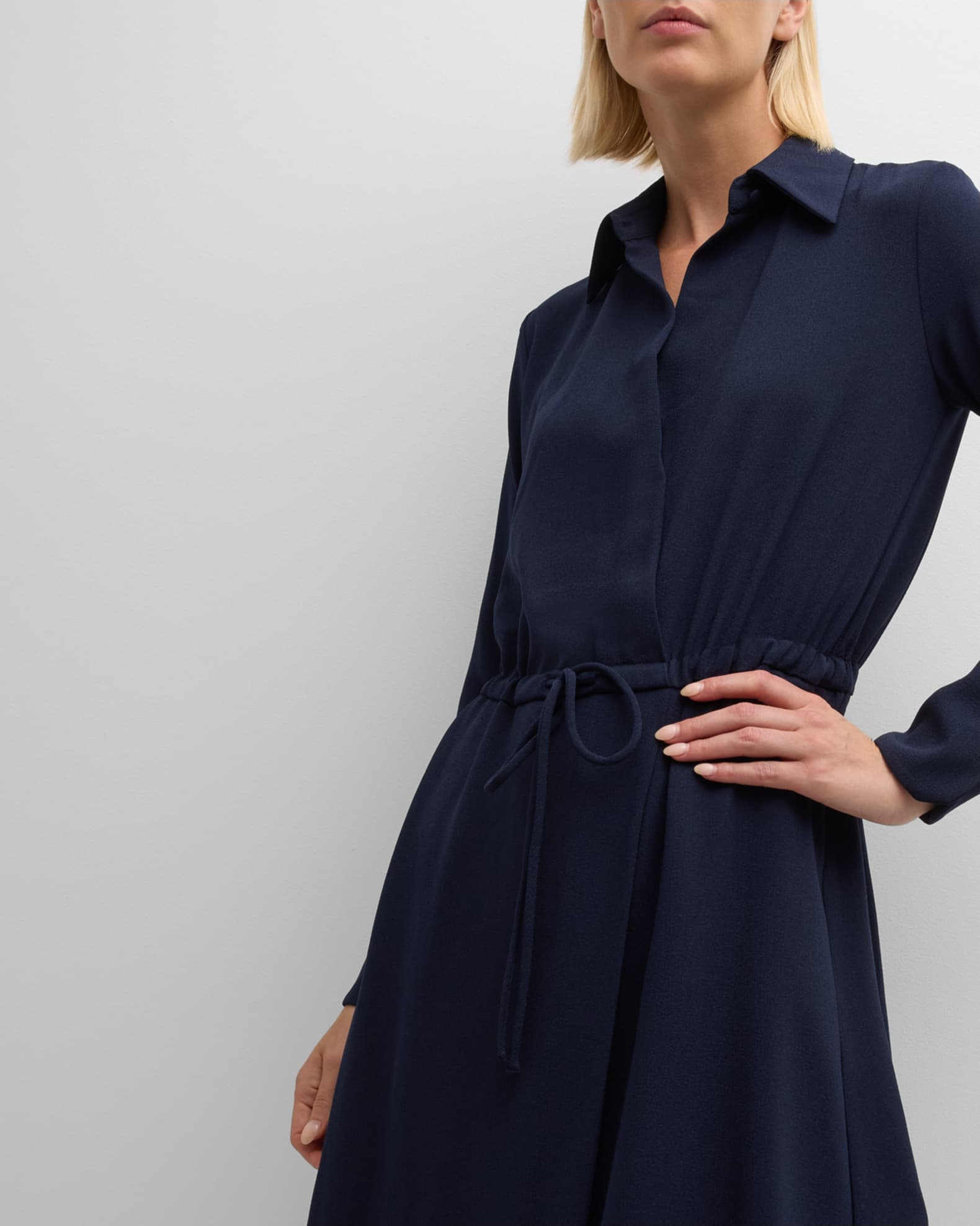 Emporio Armani Drawstring Faux-Wrap Shirtdress | Neiman Marcus