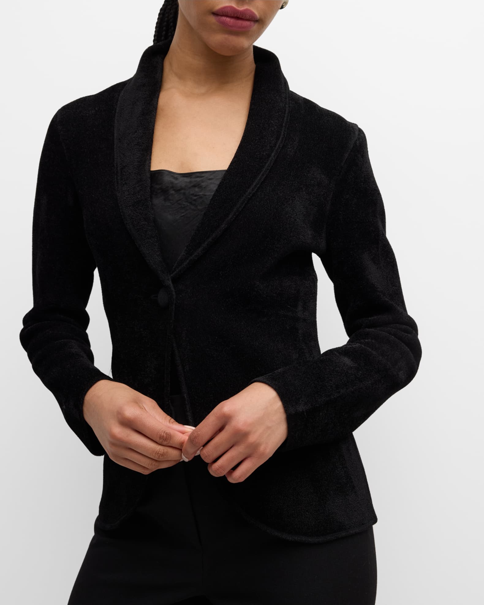 Emporio Armani Single-Button Chenille Jacket | Neiman Marcus