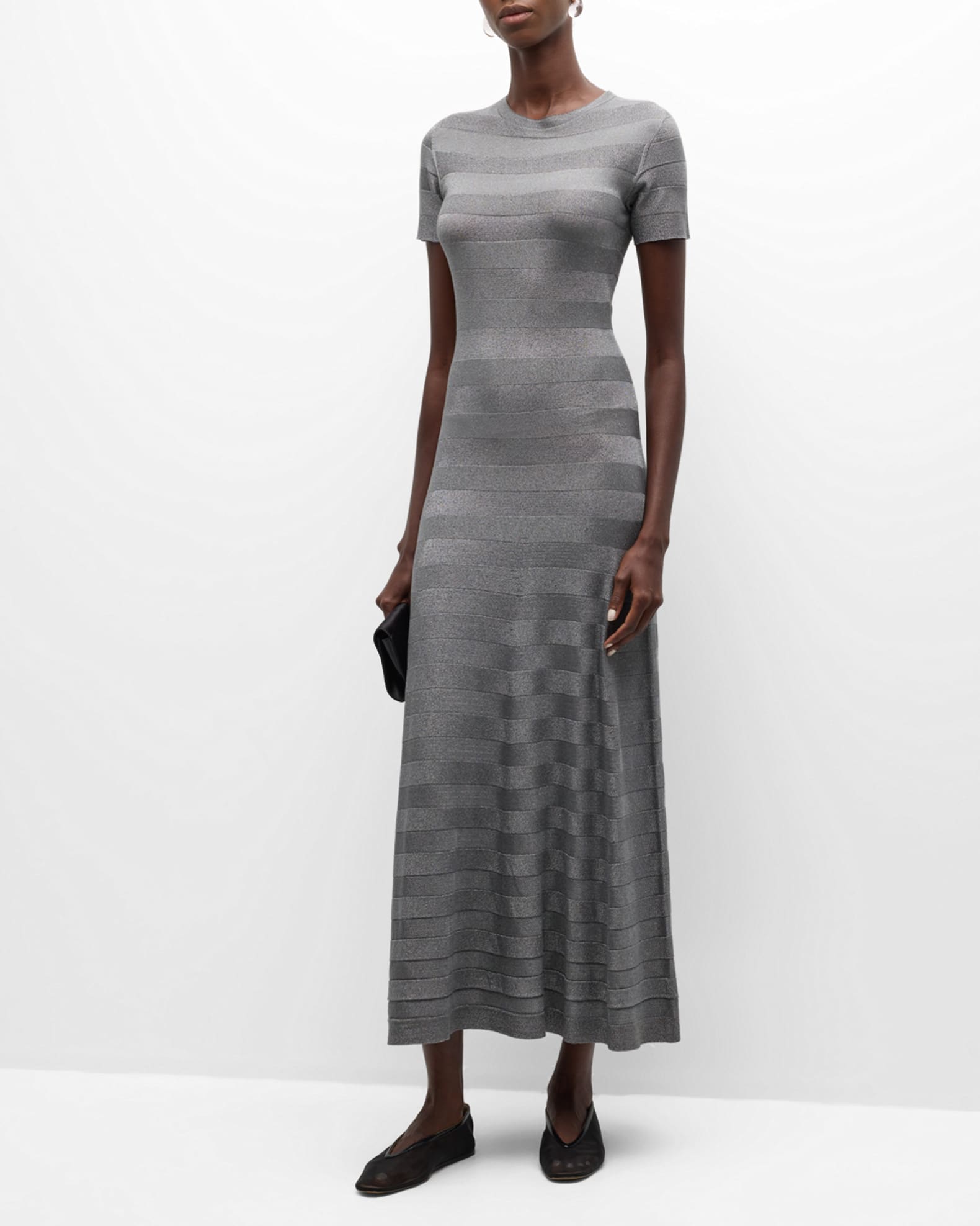 Emporio Armani Striped A-Line Midi Dress | Neiman Marcus