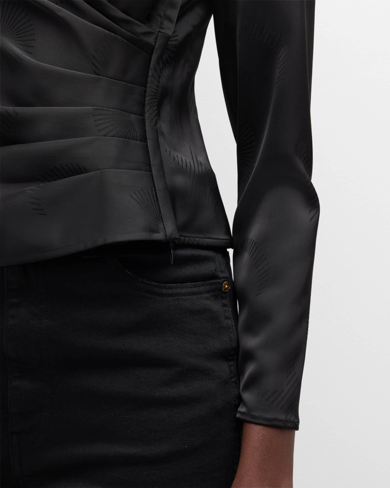 Emporio Armani Pleated Crossover Blouse | Neiman Marcus