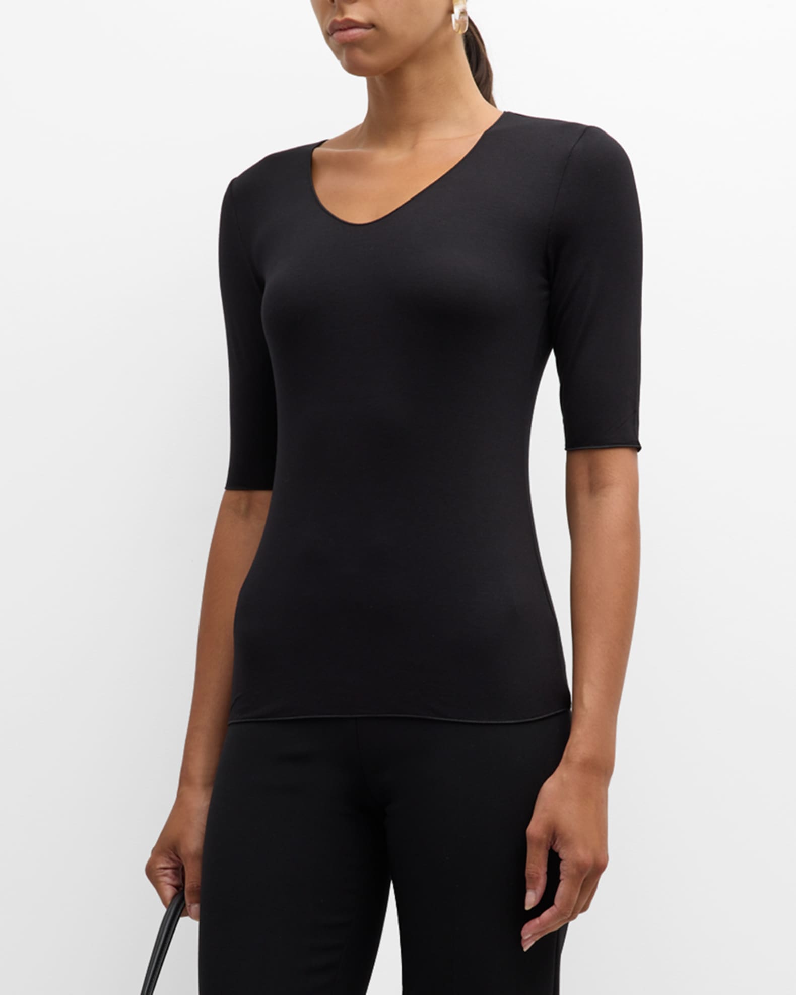 Emporio Armani Fitted Jersey Top Neiman Marcus