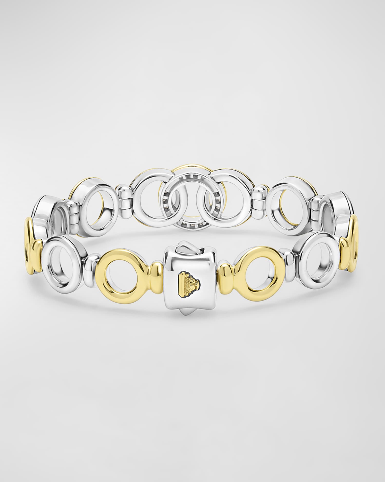 LAGOS Signature Caviar Two-Tone Interlocking Taper Link Bracelet | Neiman Marcus