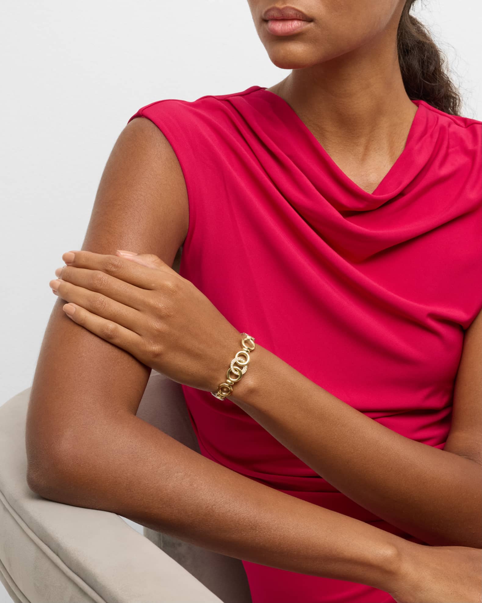 LAGOS Signature Caviar Two-Tone Interlocking Taper Link Bracelet | Neiman Marcus