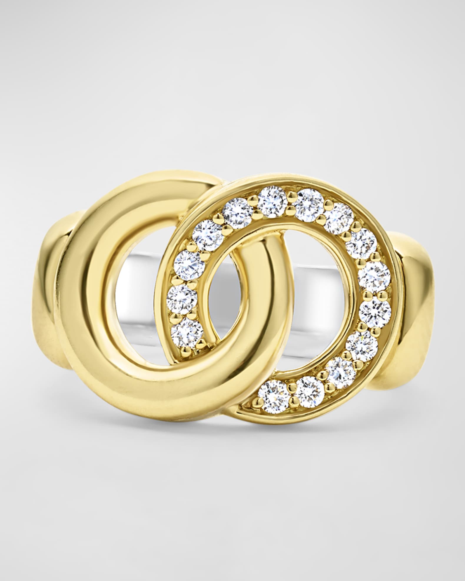 LAGOS Signature Caviar Two-Tone Interlocking Diamond Ring | Neiman Marcus