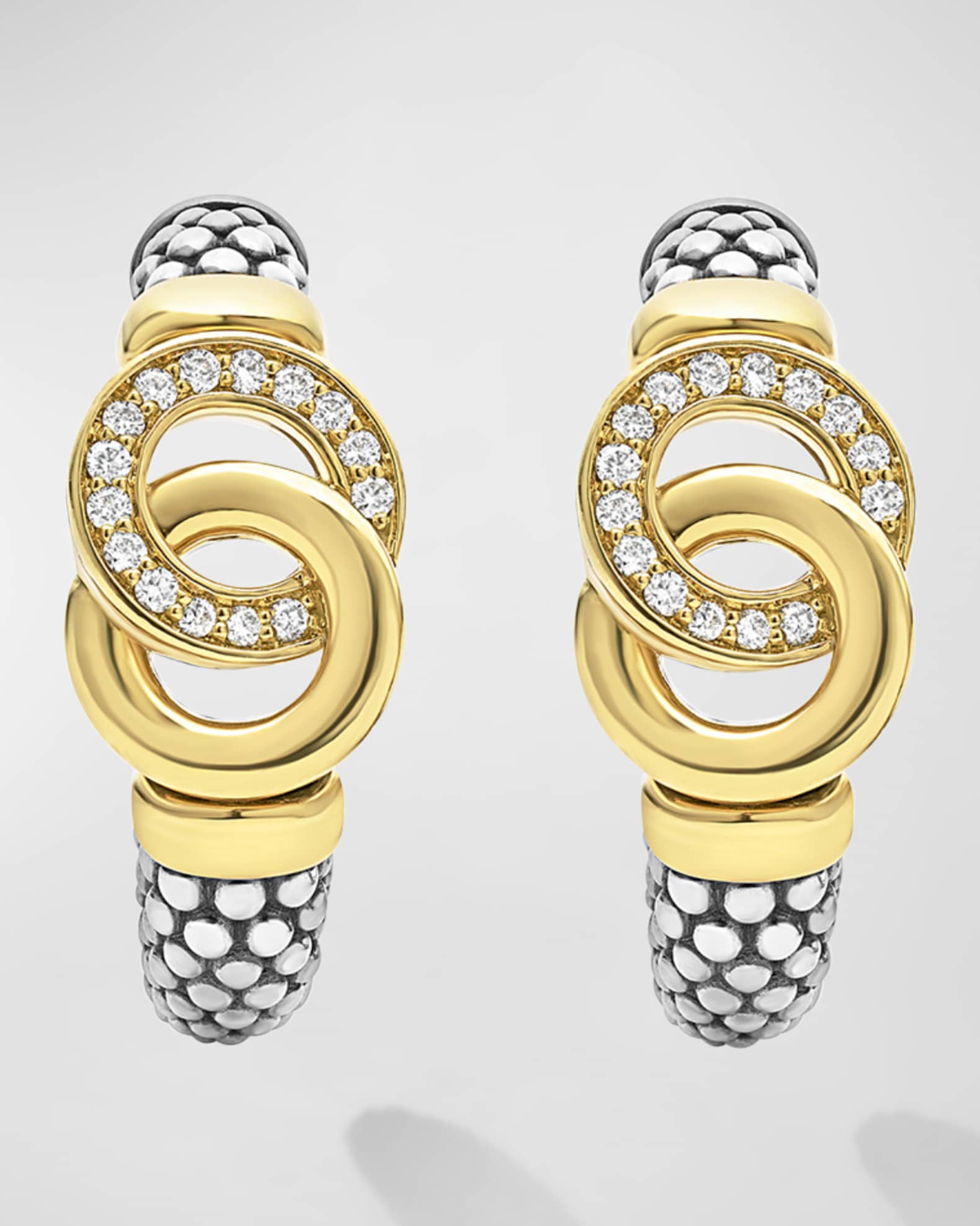 LAGOS Signature Caviar Two-Tone Interlocking Diamond Hoop Earrings ...