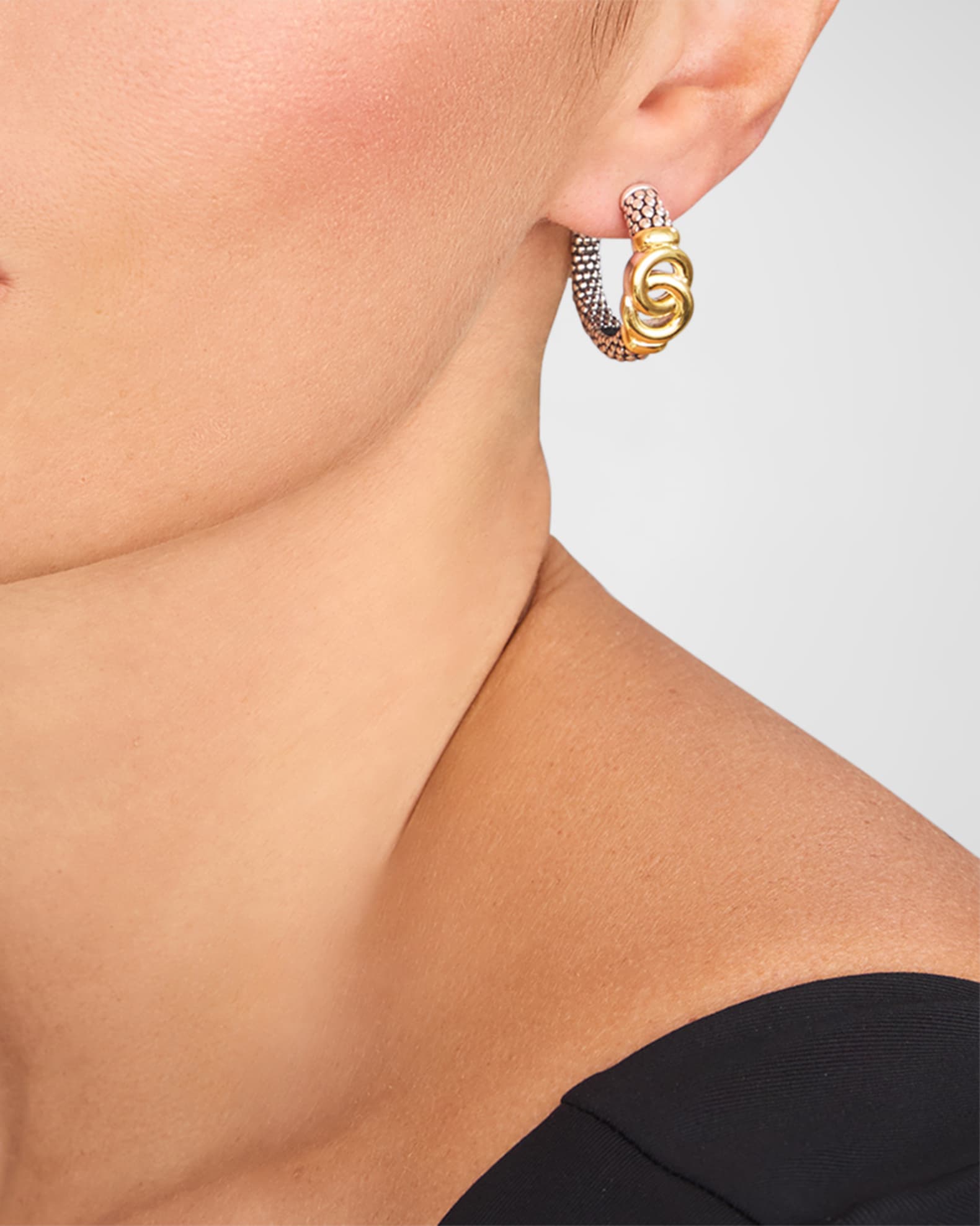 LAGOS Signature Caviar Interlocking Hoop Earrings Neiman Marcus