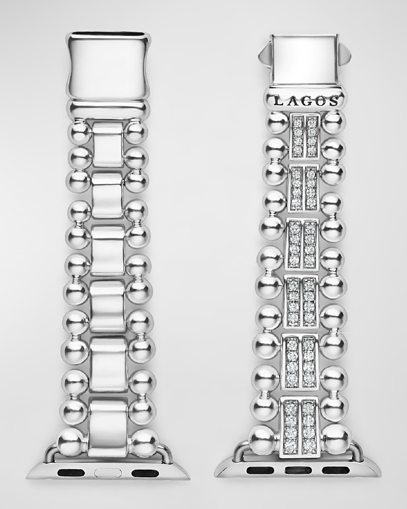 LAGOS Smart Caviar Sterling Silver Spark Diamond 2 Row 38mm Apple Watch ...