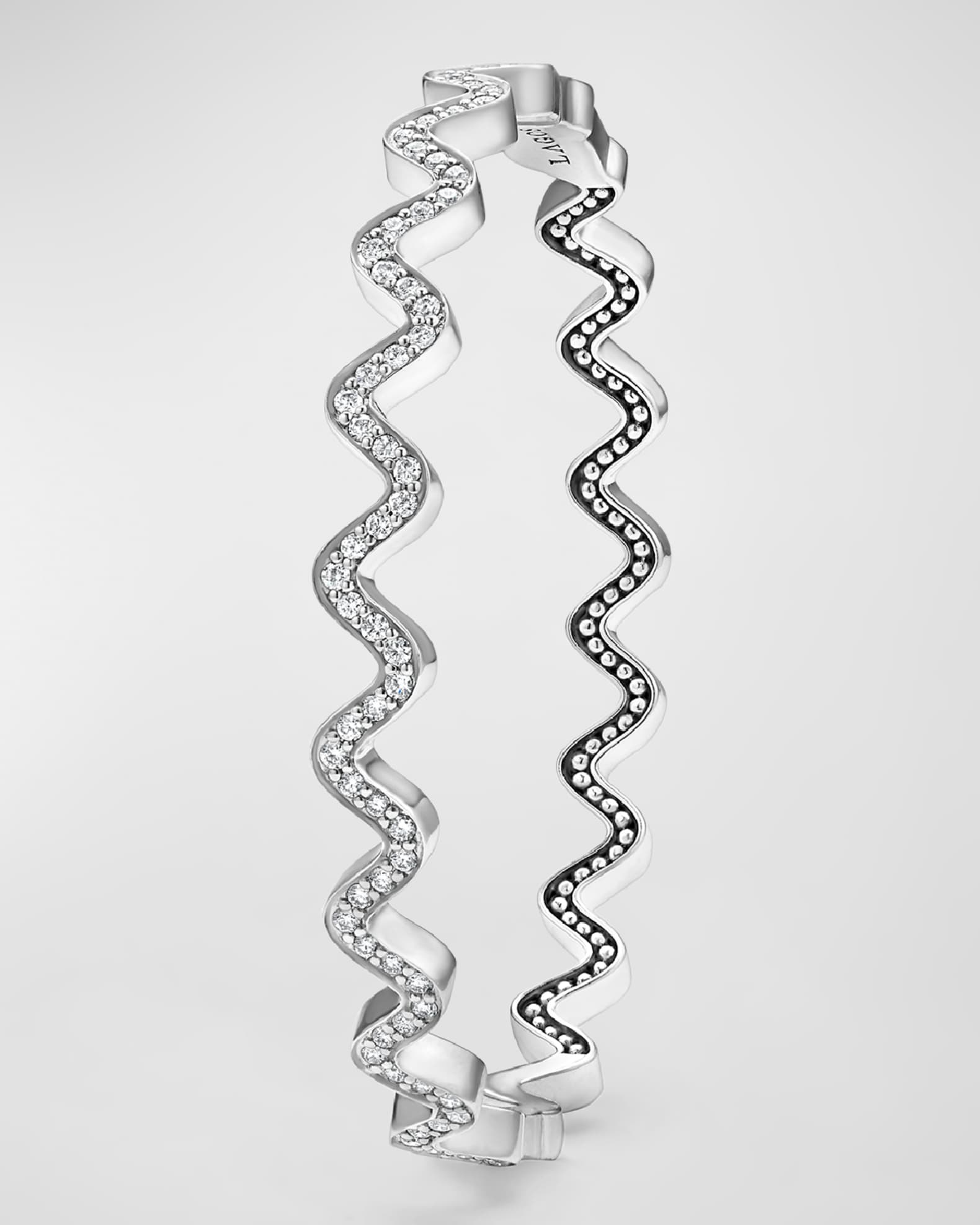 LAGOS Caviar Spark Diamond Wave 6mm Hinged Bangle Bracelet, Size 7 ...